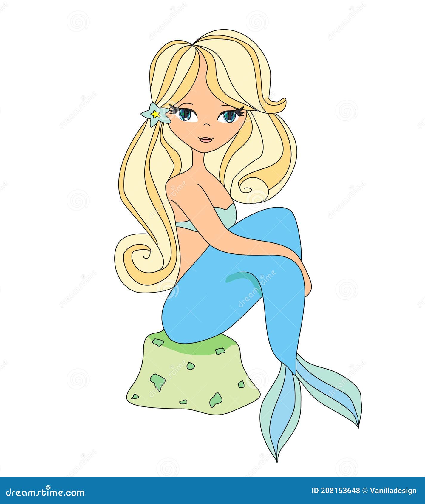 Beautiful Mermaid - Doodle Isolated Illustration Stock Vector ...