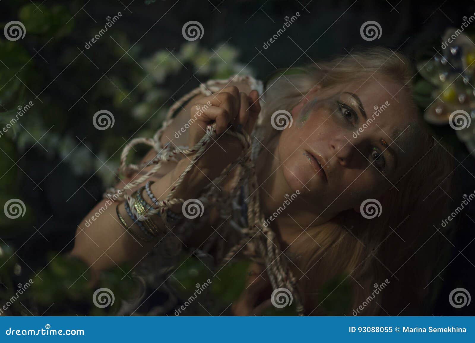 The Beautiful Mermaid Hit the Net Underwater Stock Image - Image of ...