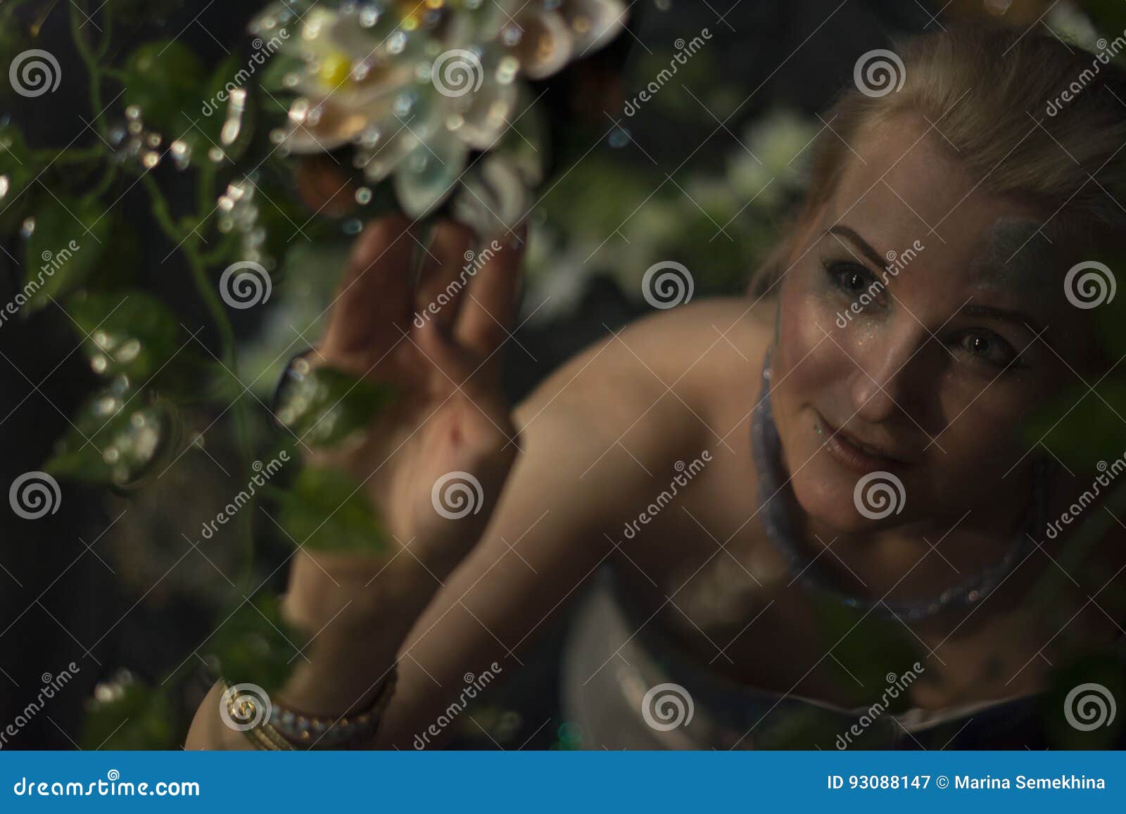 The Beautiful Mermaid Hit the Net Underwater Stock Image - Image of ...
