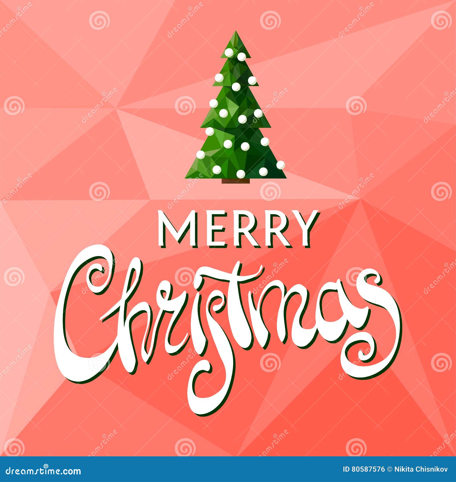 Beautiful Merry Christmas Sign with Tree Stock Vector - Illustration of ...