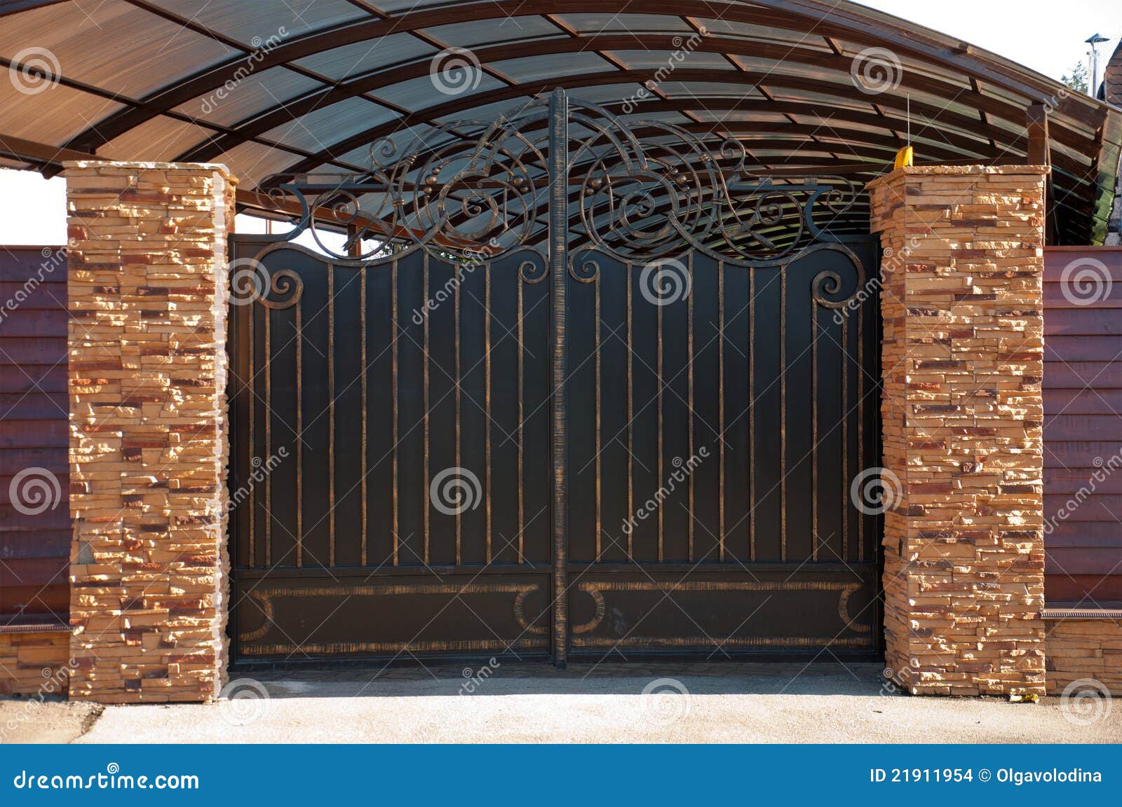 Beautiful Metal Gates at the Cottage Stock Photo - Image of structure ...