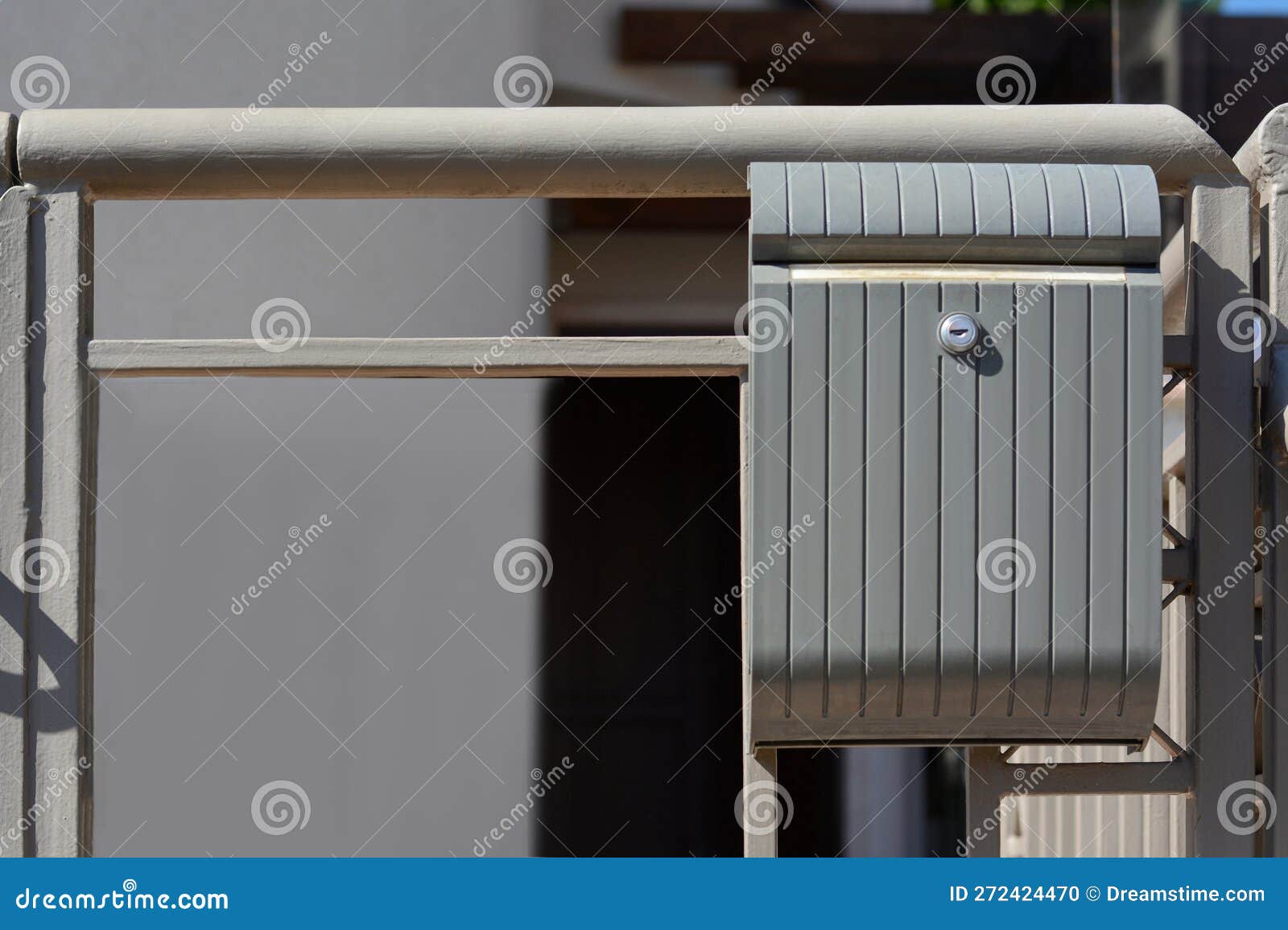 Beautiful Metal Letter Box with Plate on Gate Outdoors Stock Photo ...