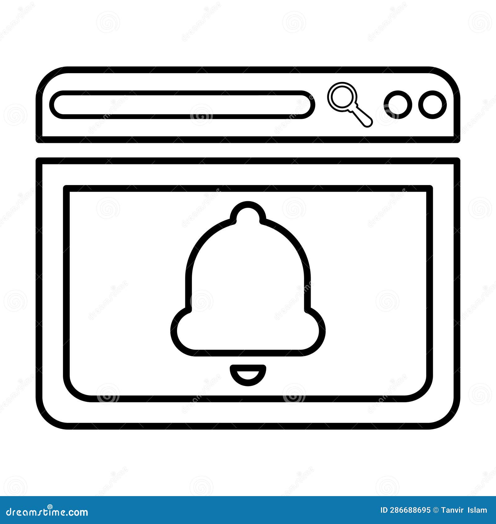 Browser Notification Icon in Outline Style Stock Vector - Illustration ...