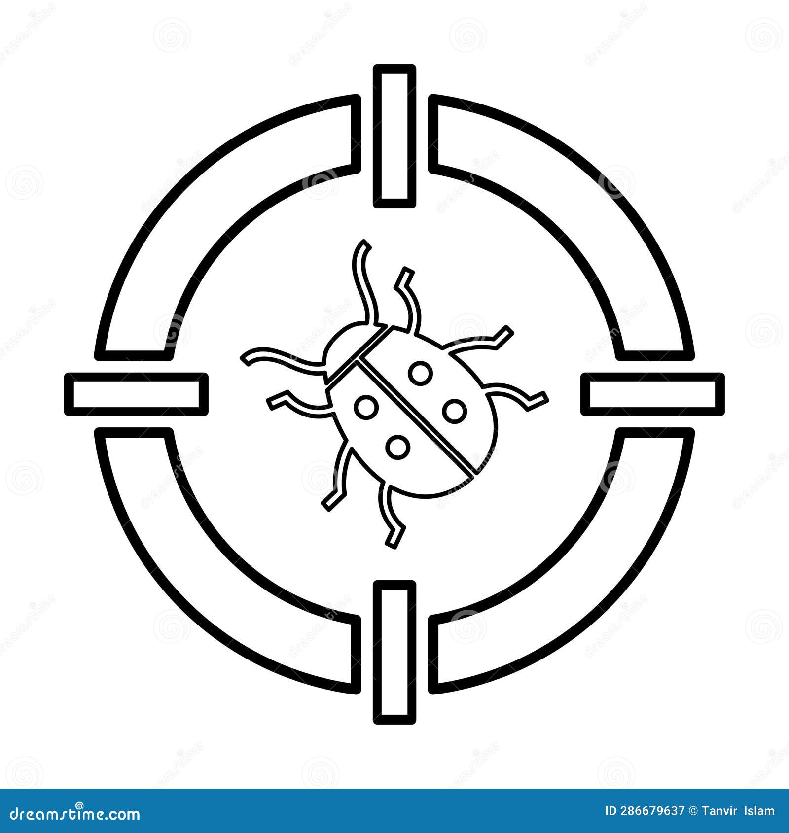 Bug Target Icon in Outline Style Stock Illustration - Illustration of ...