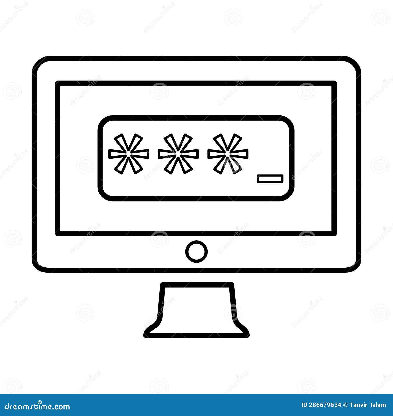 Computer Password Icon in Outline Style Stock Vector - Illustration of ...