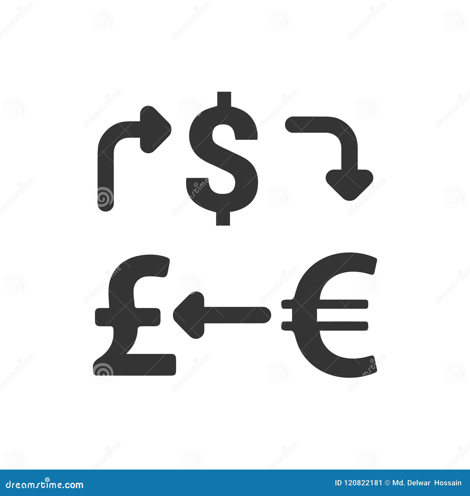 Currency Conversion Icon stock vector. Illustration of euro - 120822181