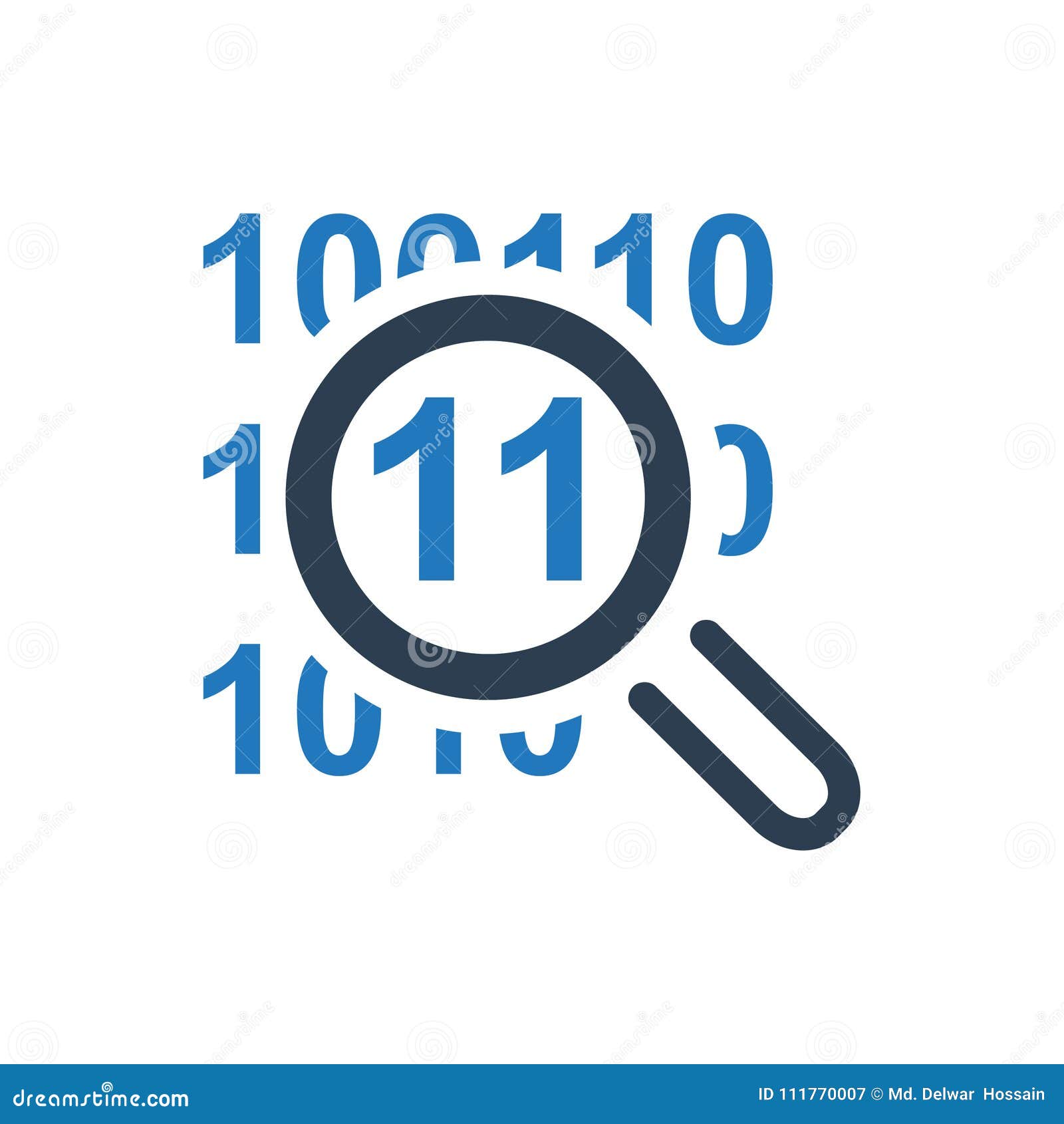 Data explore icon stock vector. Illustration of magnifier - 111770007