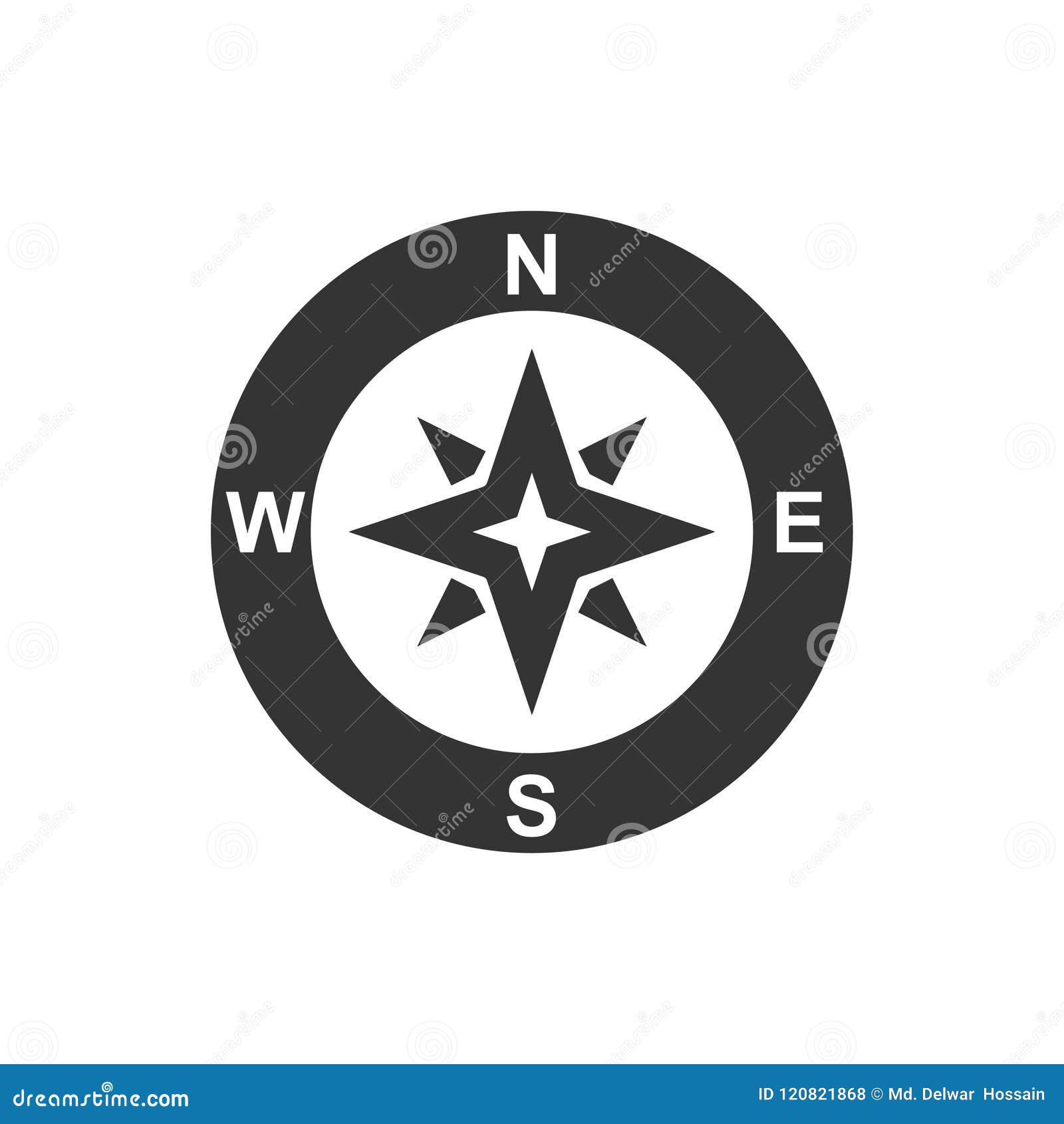 Direction Compass Icon stock vector. Illustration of location - 120821868