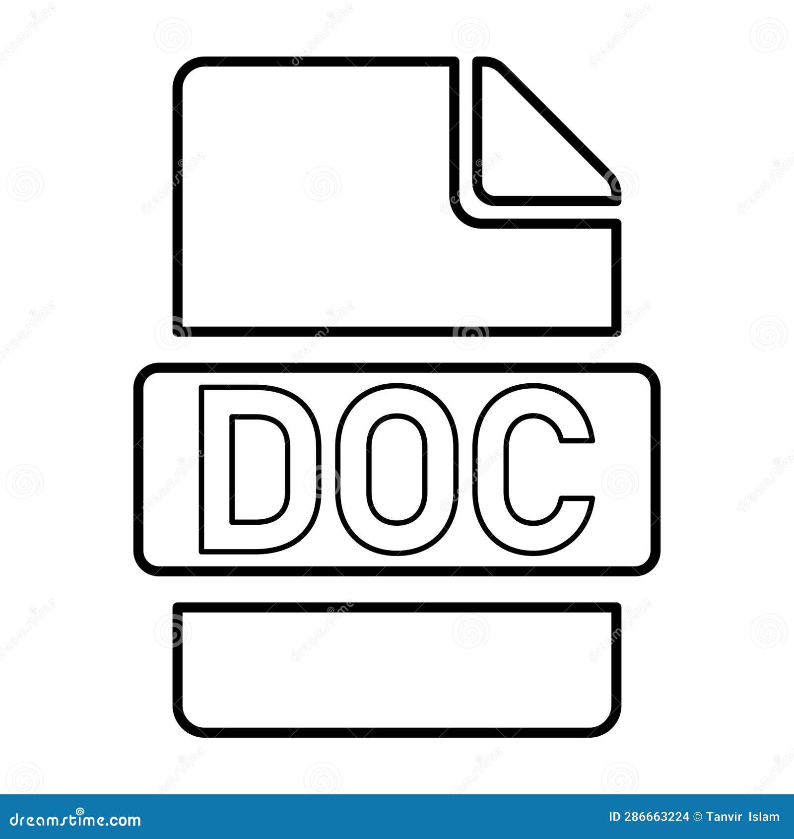 DOC File Format Icon stock vector. Illustration of meticulously - 286663224
