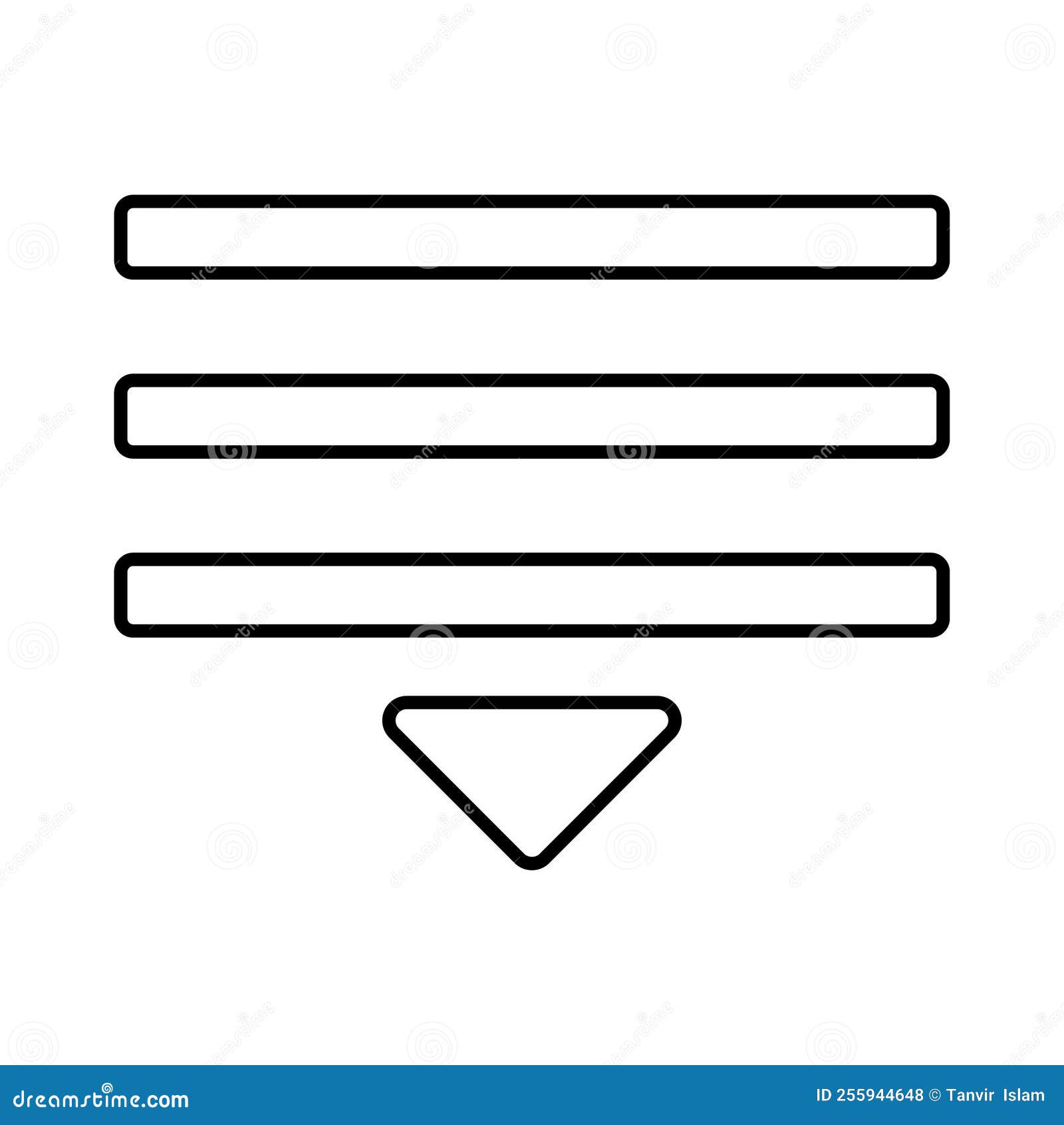 Drag List Down Icon stock vector. Illustration of list - 255944648