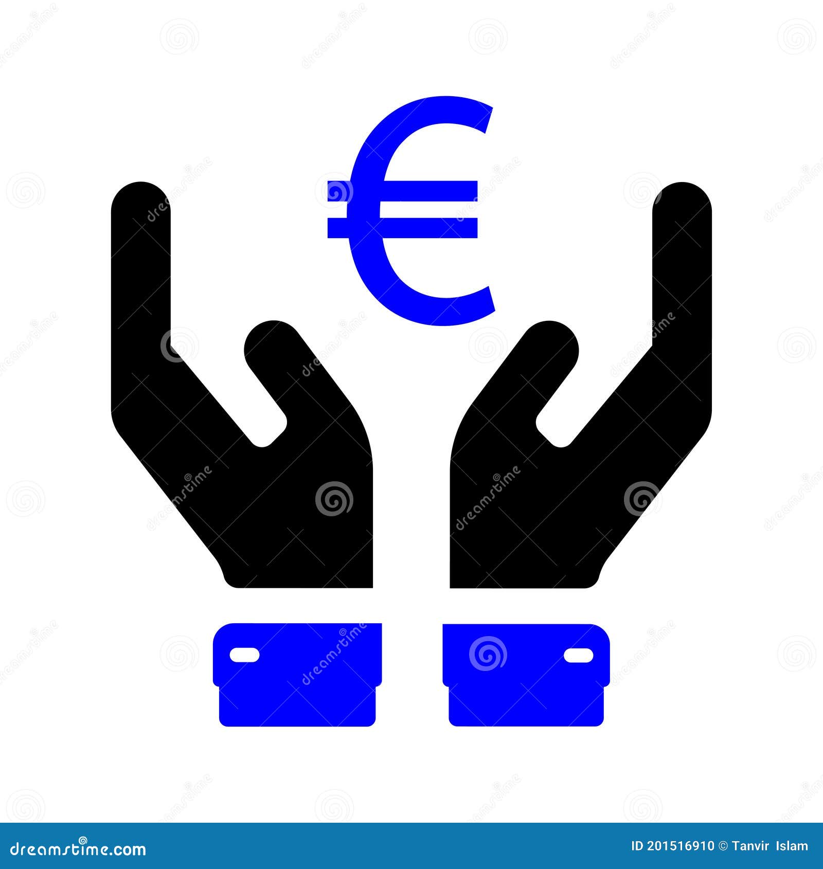 Euro Hands Icon stock vector. Illustration of european - 201516910