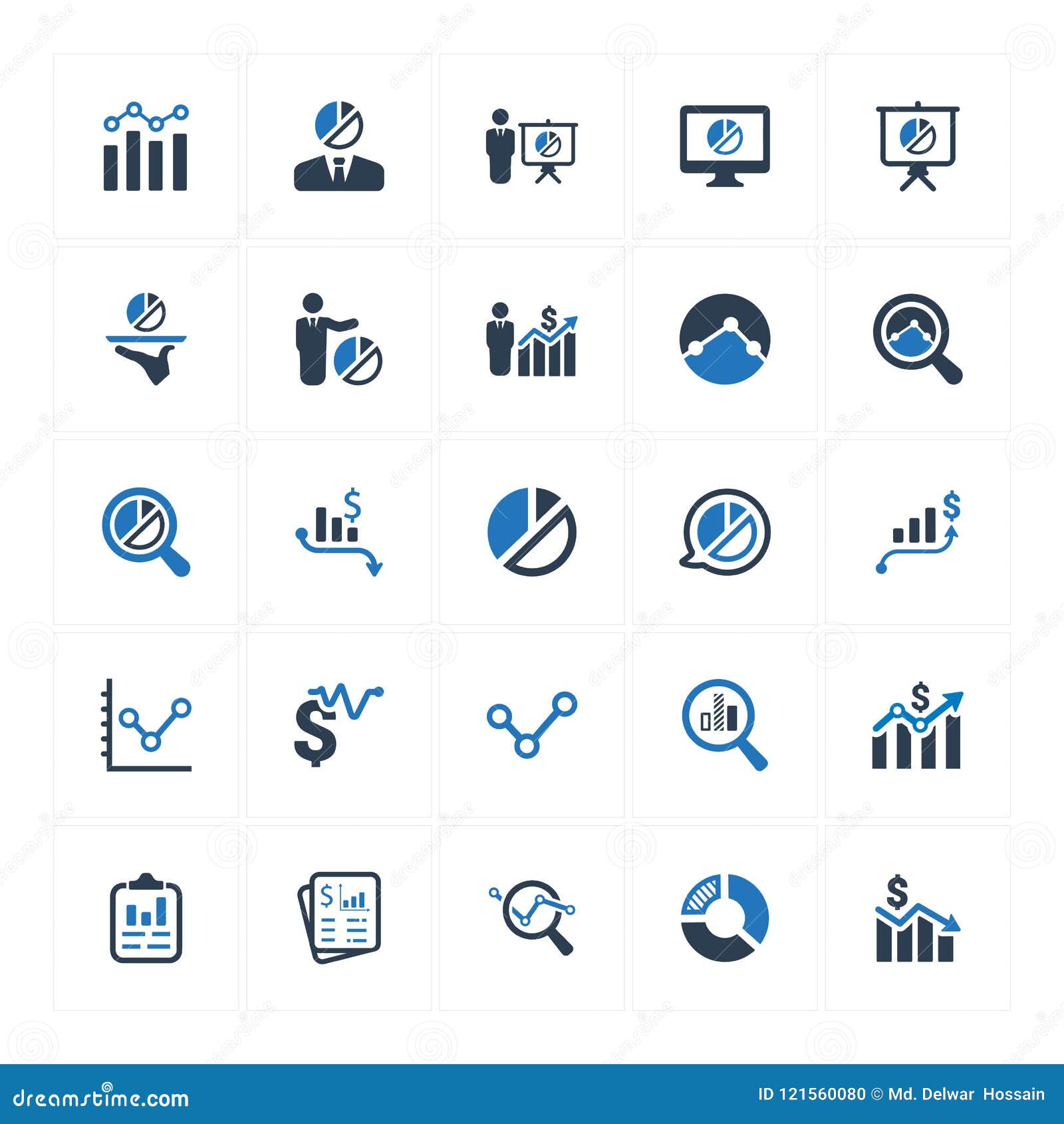 Graph and Diagram Icons_ Blue Version Set 1 Stock Vector - Illustration ...