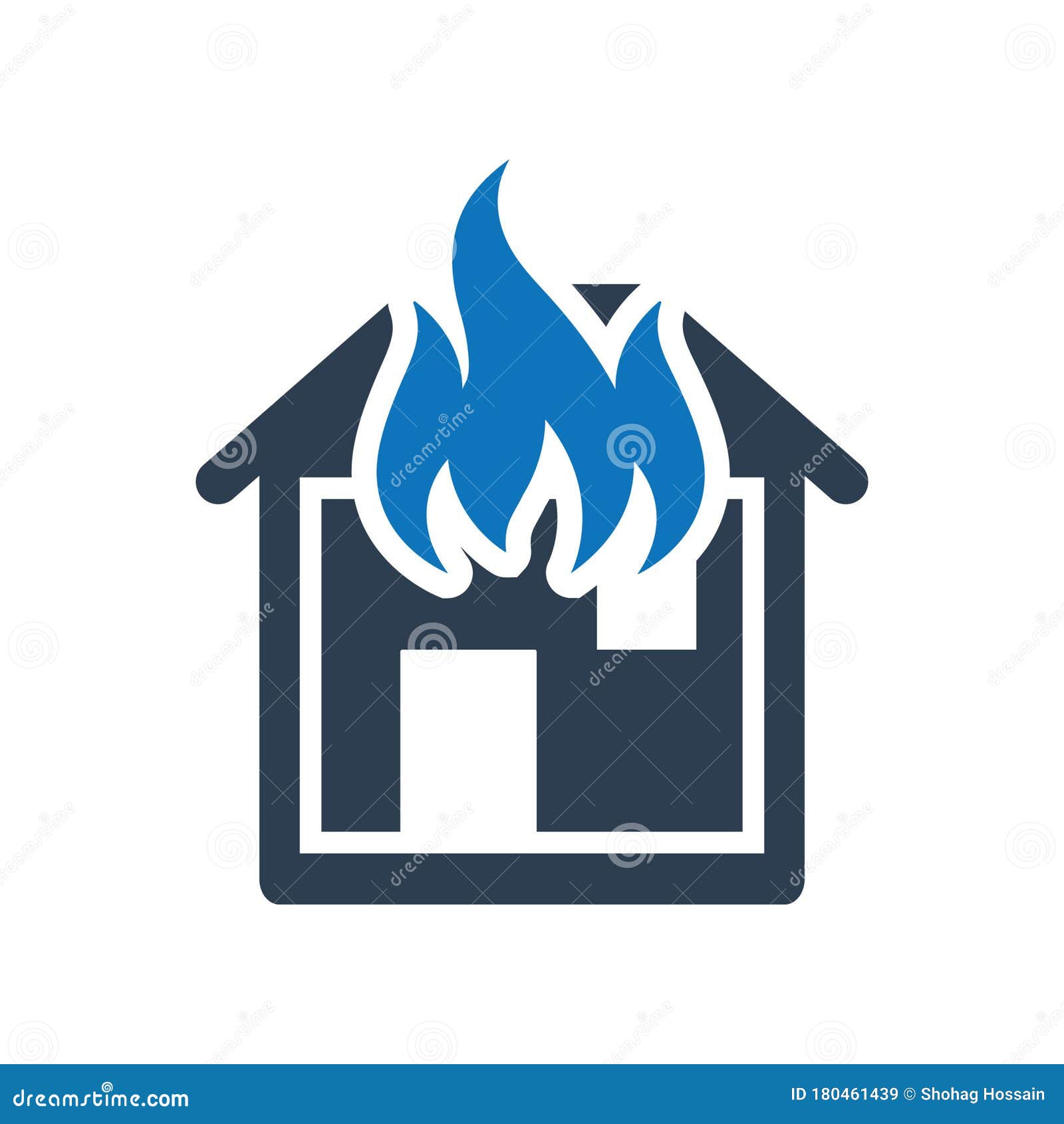 Home fire explosion icon. stock vector. Illustration of destruction ...