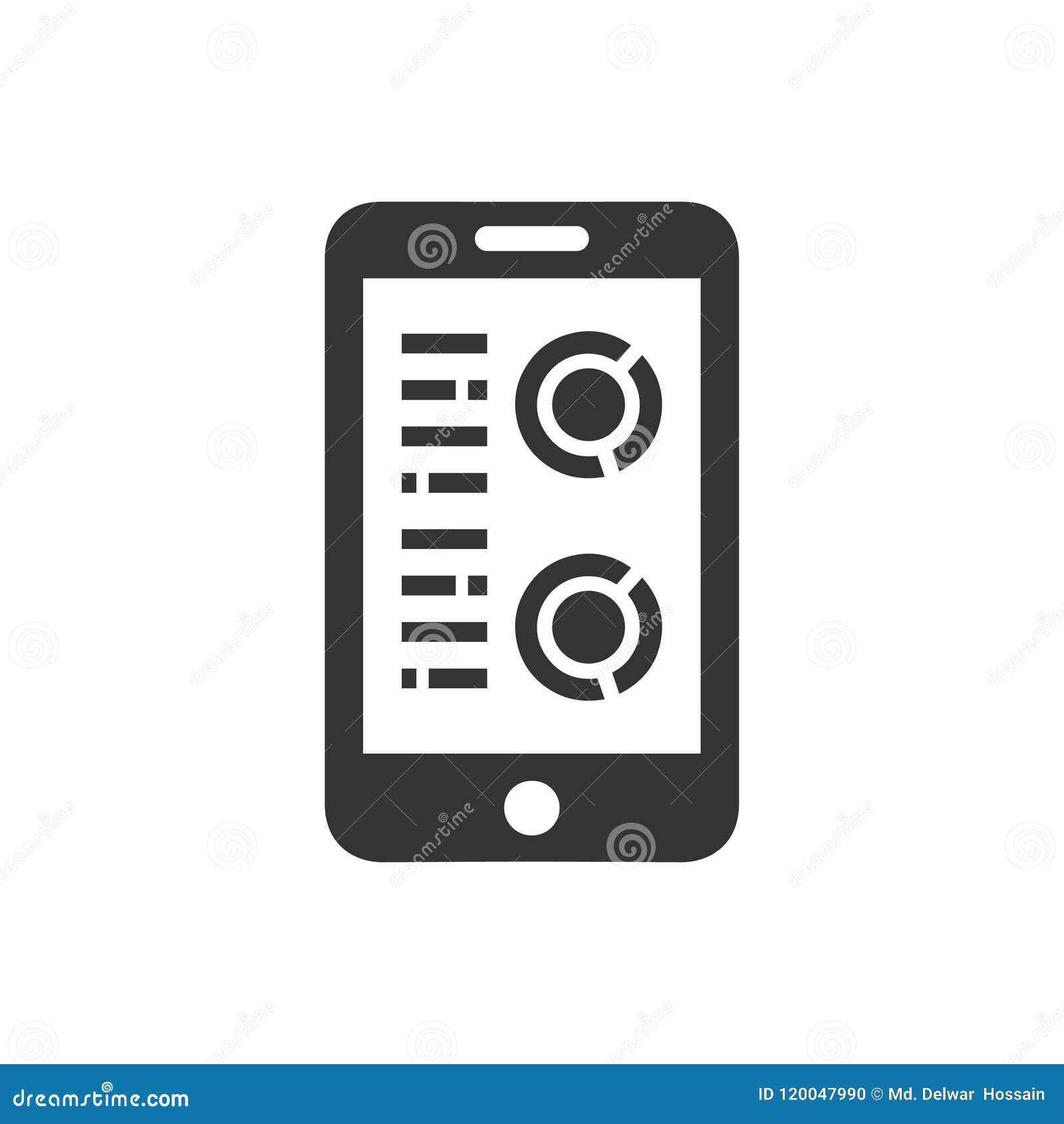 Mobile Graphical Report Icon Stock Vector - Illustration of charts ...