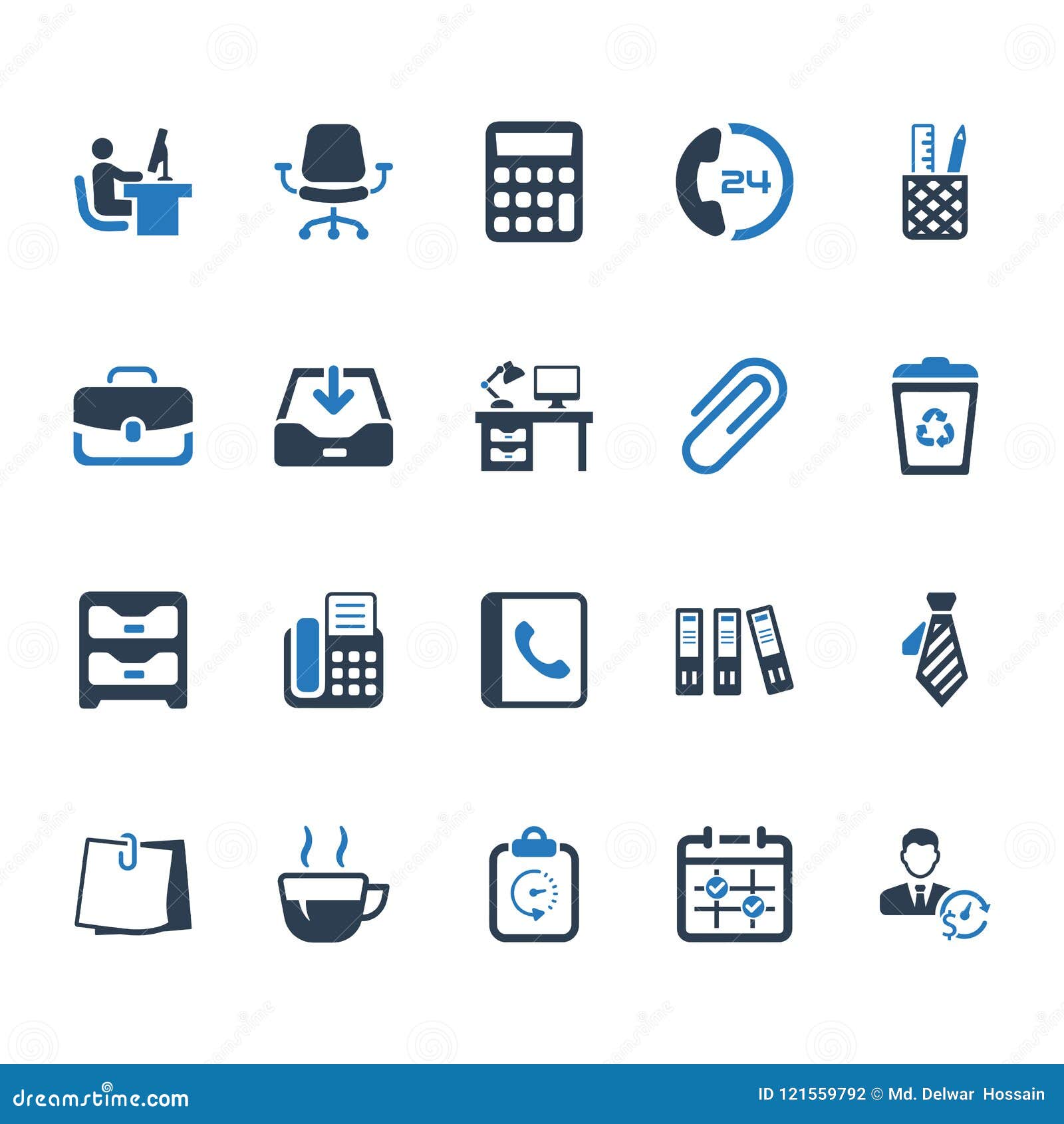 Office Icons - Blue Version Stock Vector - Illustration of office ...