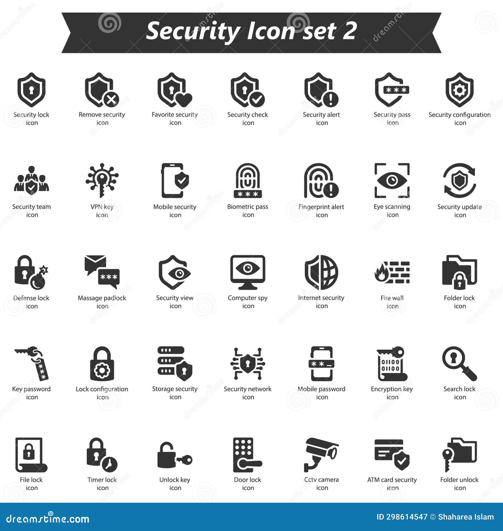 Security Icon Set 2 stock vector. Illustration of mobile - 298614547