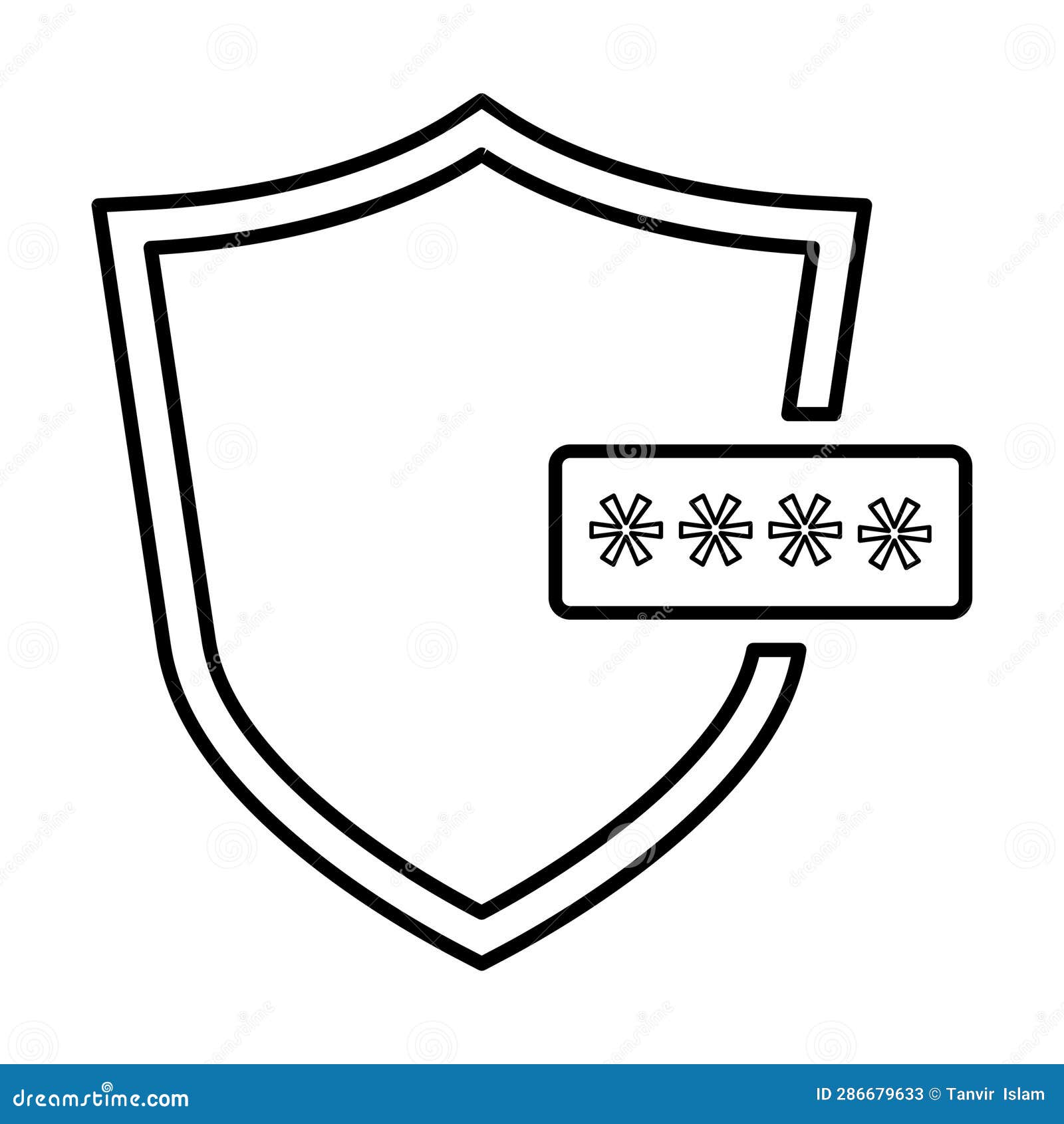 Security Pass Icon In Outline Style Stock Illustration Illustration Of Shield Style 286679633