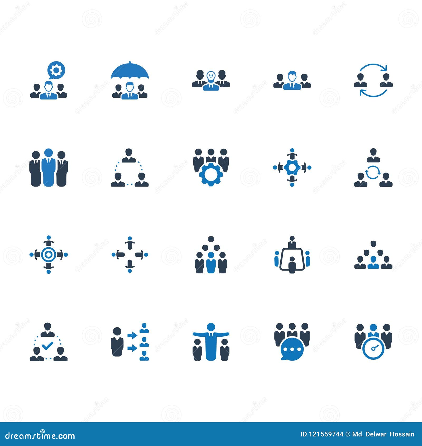 Teamwork Icons - Blue Version Stock Vector - Illustration of connection ...