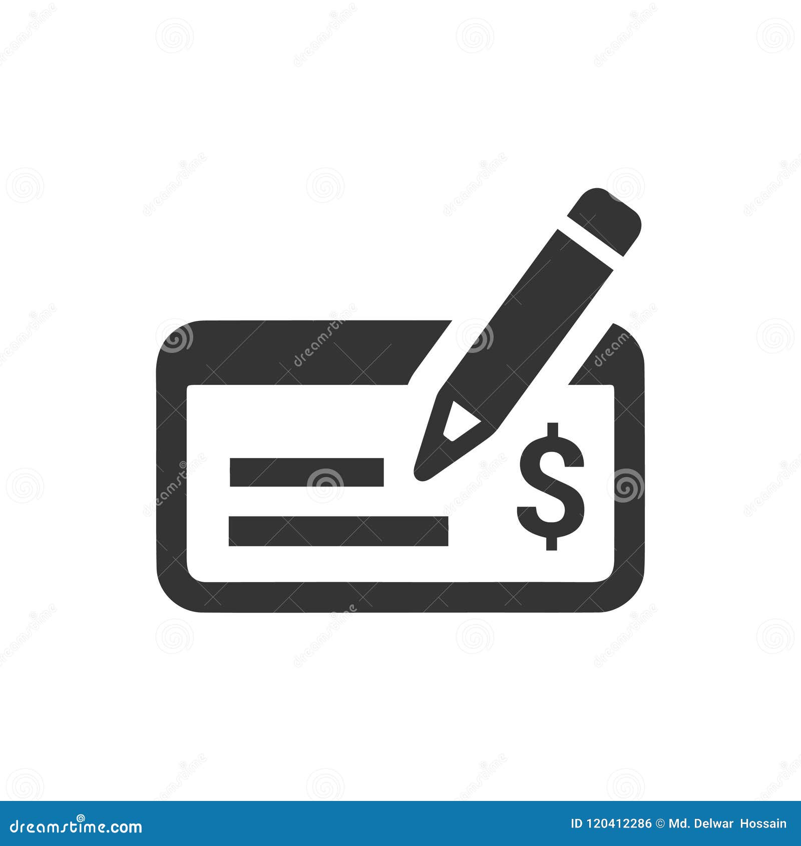 Write a Check Icon stock vector. Illustration of sign - 120412286