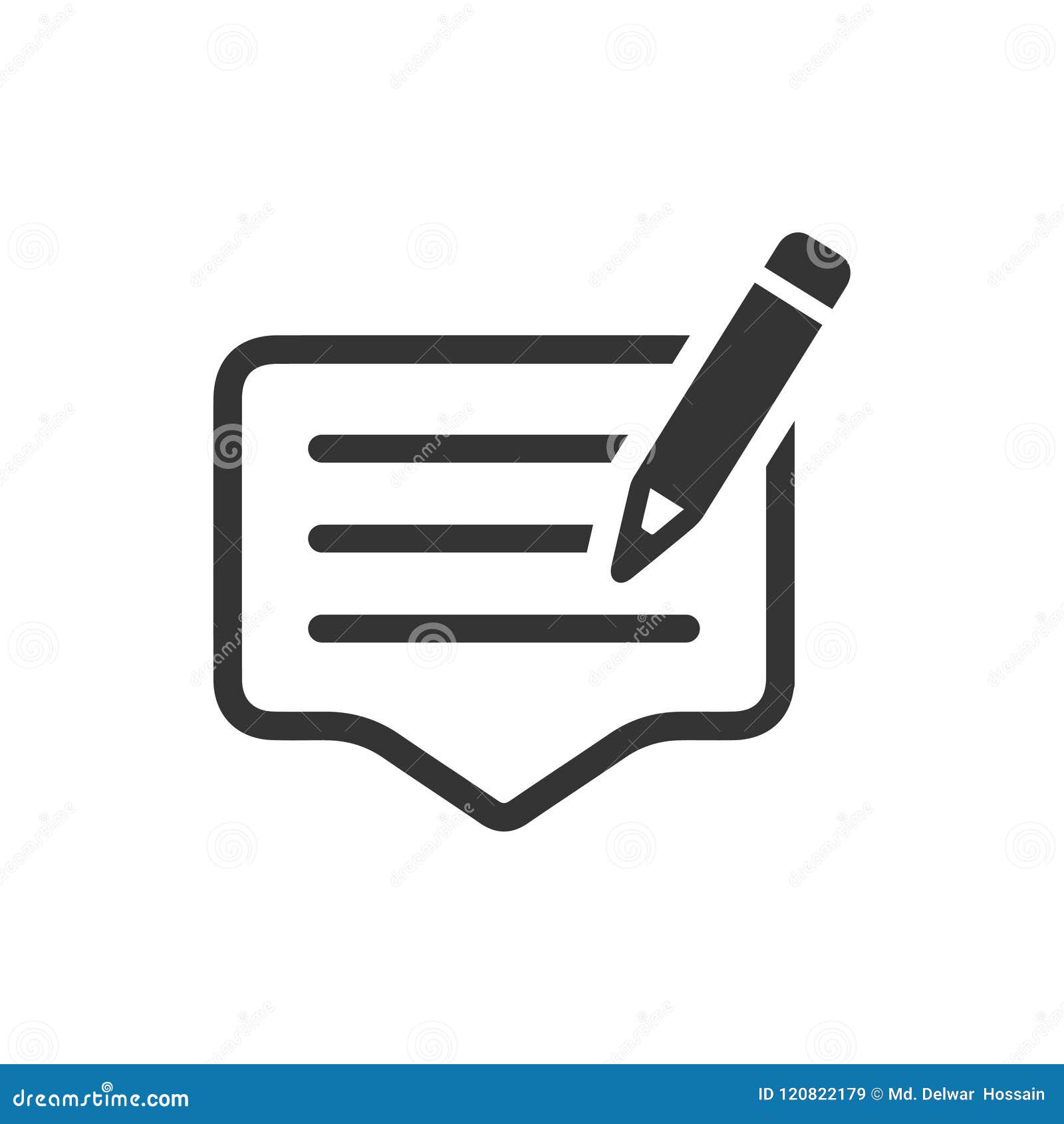 Write a Note Icon stock vector. Illustration of email - 120822179