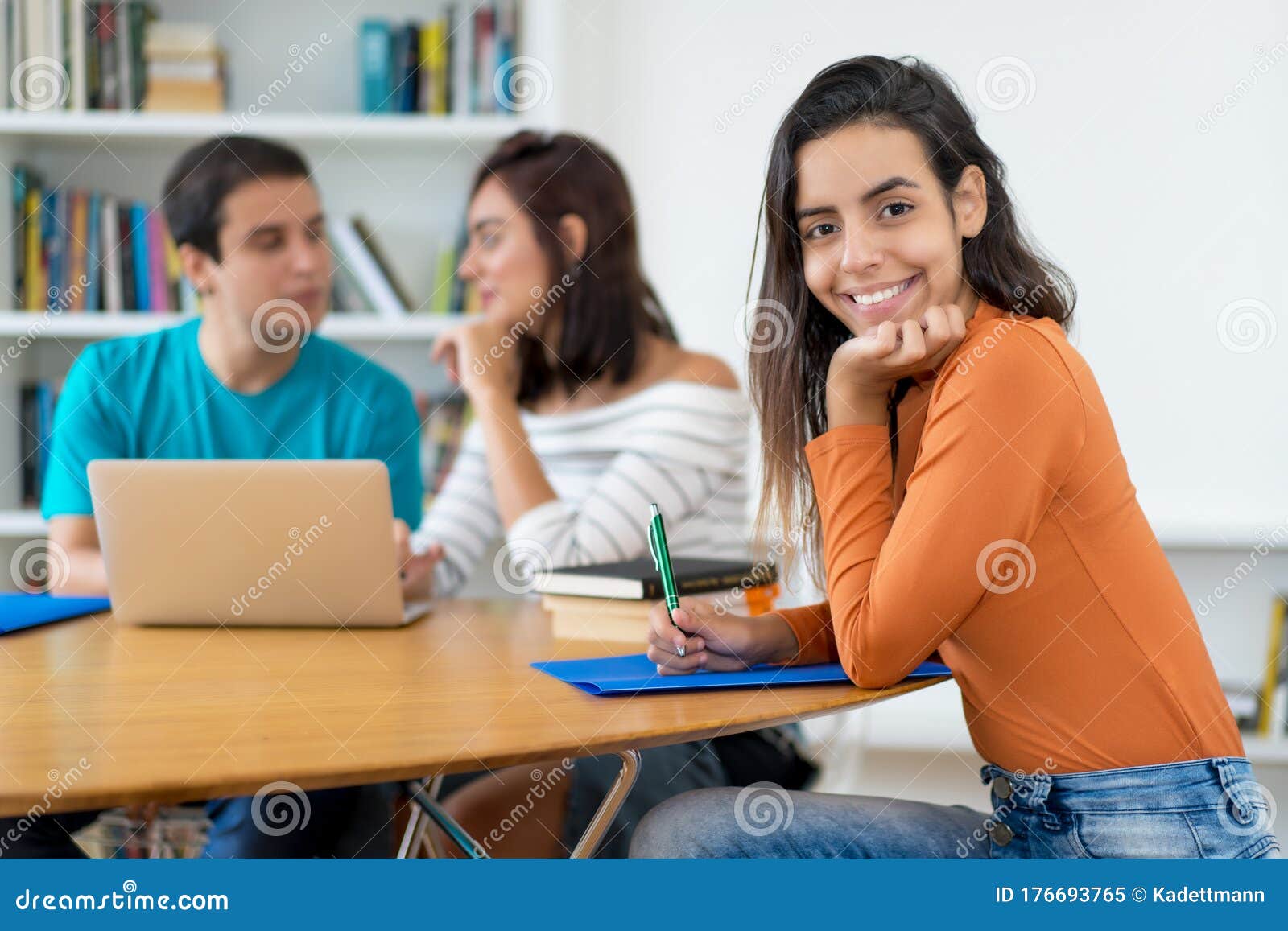 Beautiful Mexican Female Student with Group of Computer Science ...