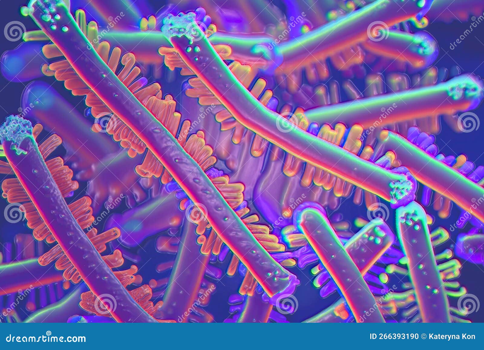 Beautiful Microworld, Microbes of Different Shapes, 3D Illustration ...