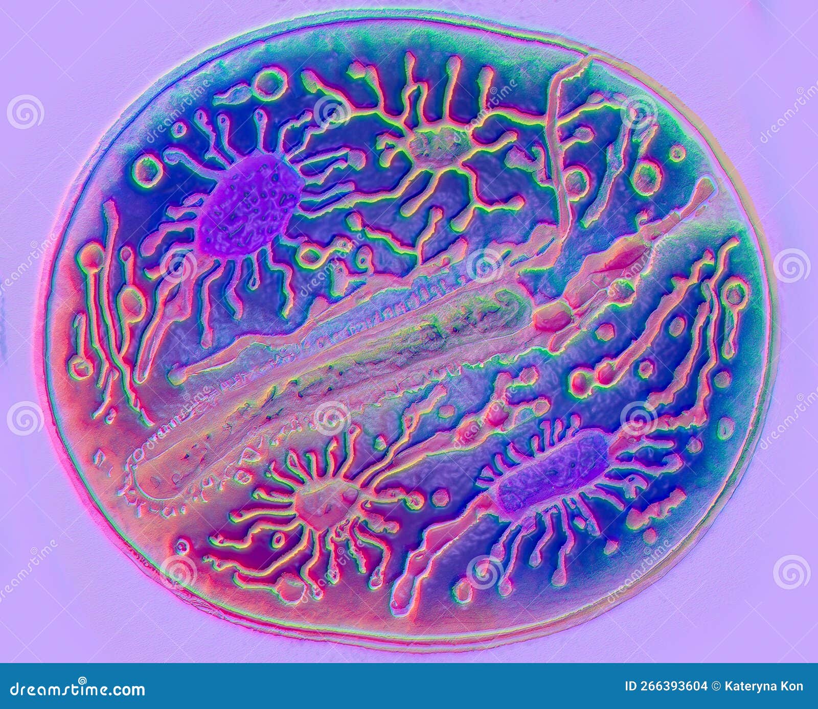 Beautiful Microworld, Microbes of Different Shapes, 3D Illustration ...
