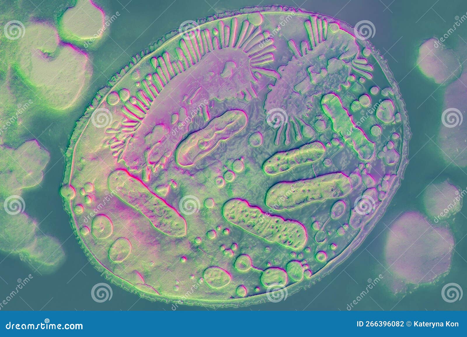 Beautiful Microworld, Microbes of Different Shapes, 3D Illustration ...