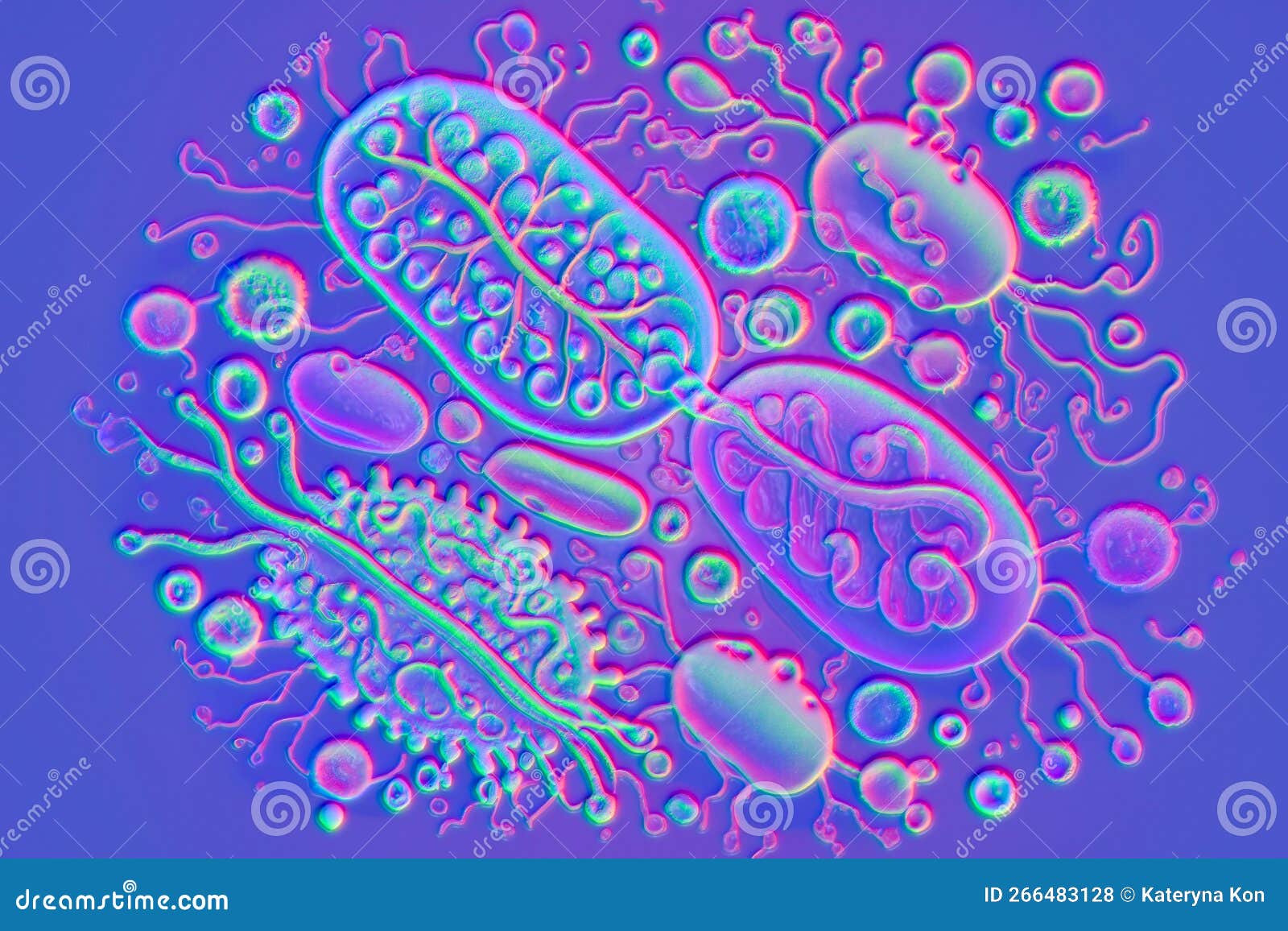 Beautiful Microworld, Microbes of Different Shapes, 3D Illustration ...