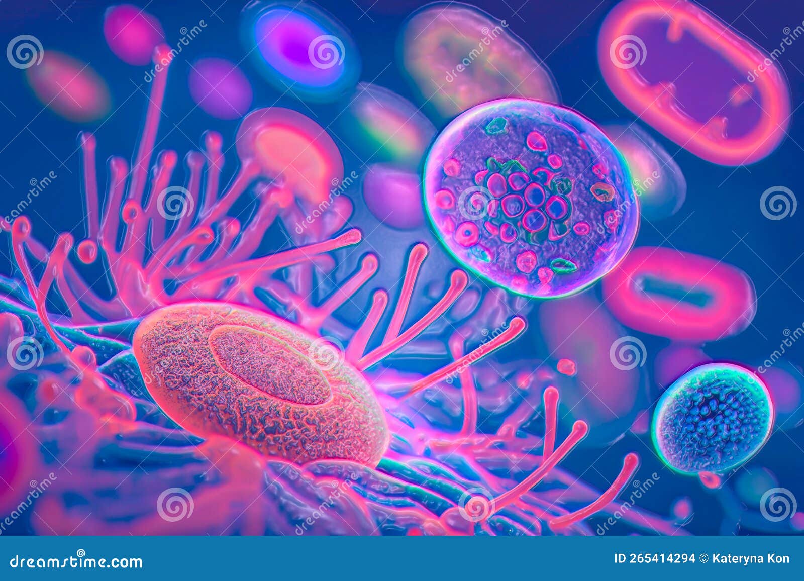 Beautiful Microworld, Microbes of Different Shapes, Illustration Stock ...