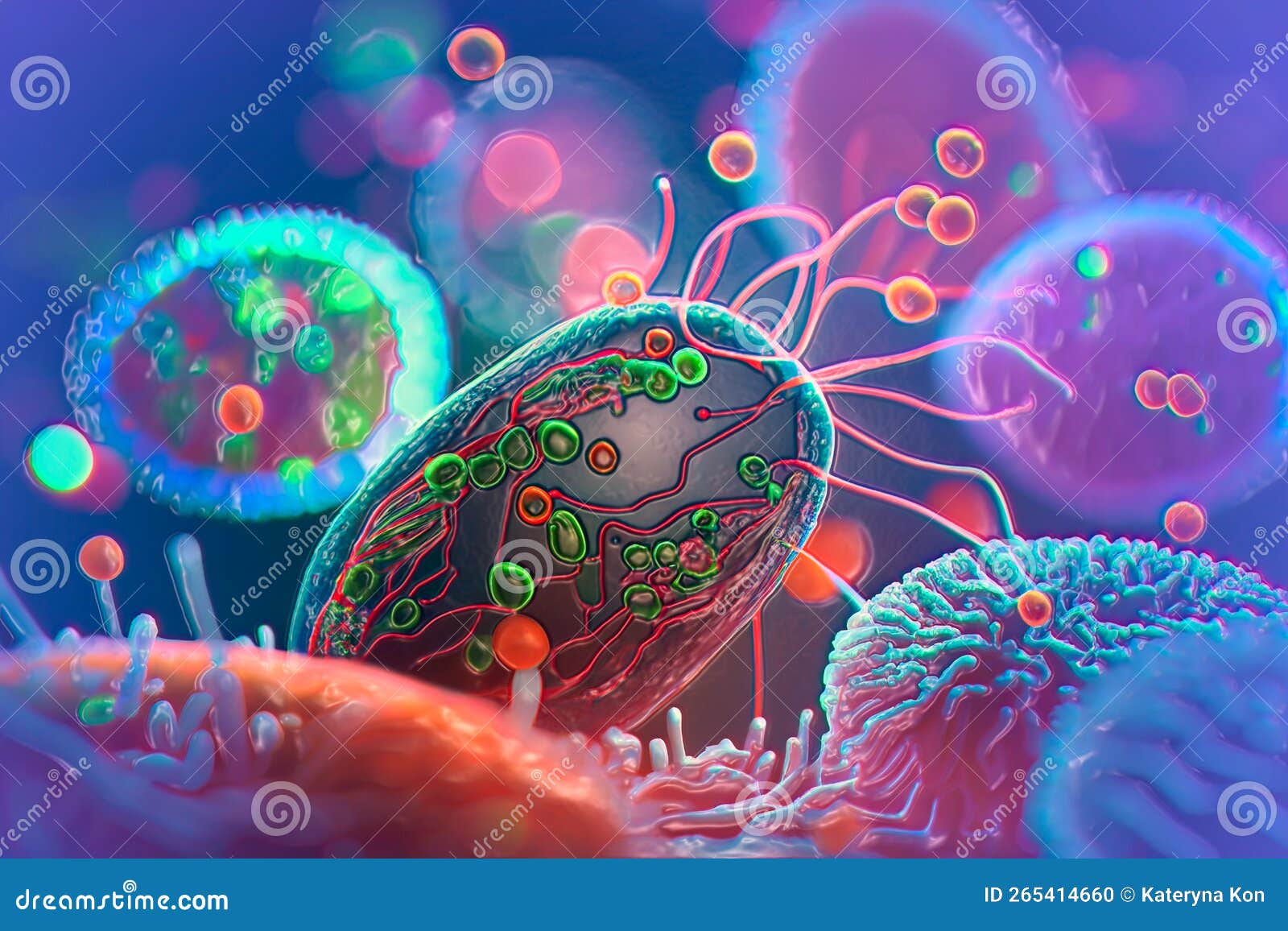 Beautiful Microworld, Microbes of Different Shapes, Illustration Stock ...