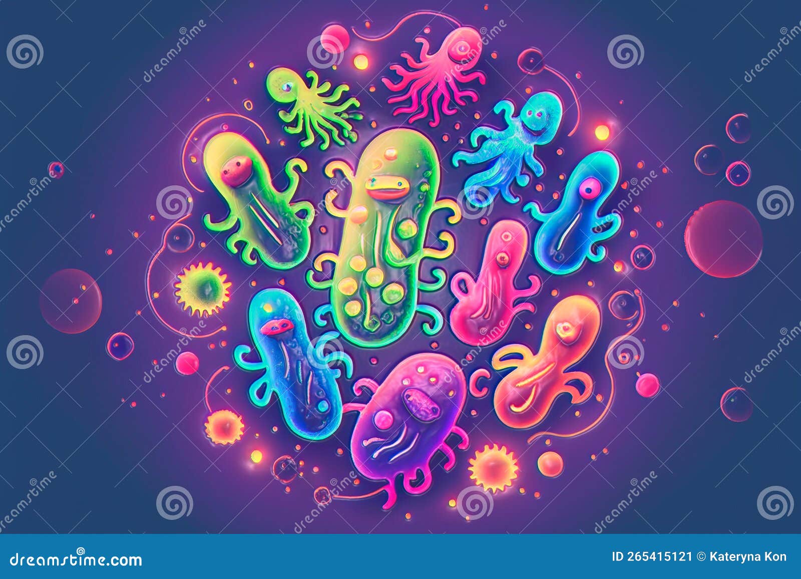 Beautiful Microworld, Microbes of Different Shapes, Illustration Stock ...