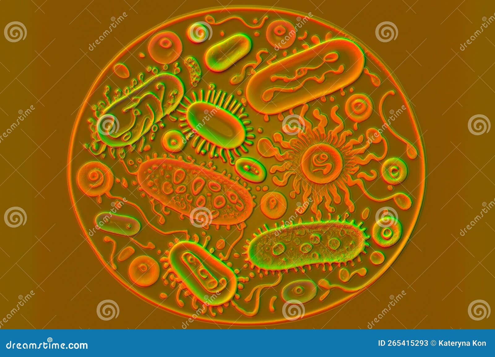 Beautiful Microworld, Microbes of Different Shapes, Illustration Stock ...