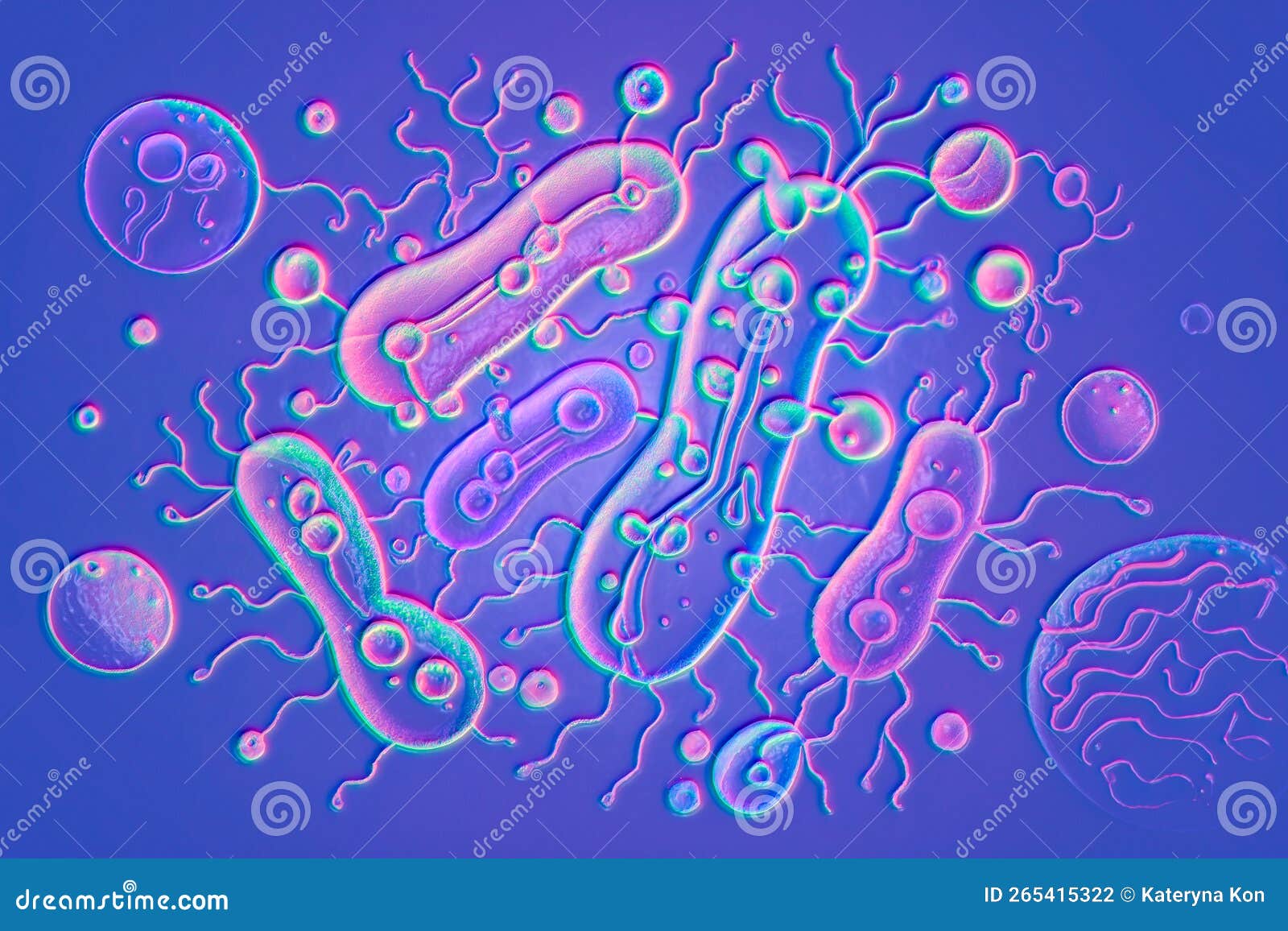 Beautiful Microworld, Microbes of Different Shapes, Illustration Stock ...