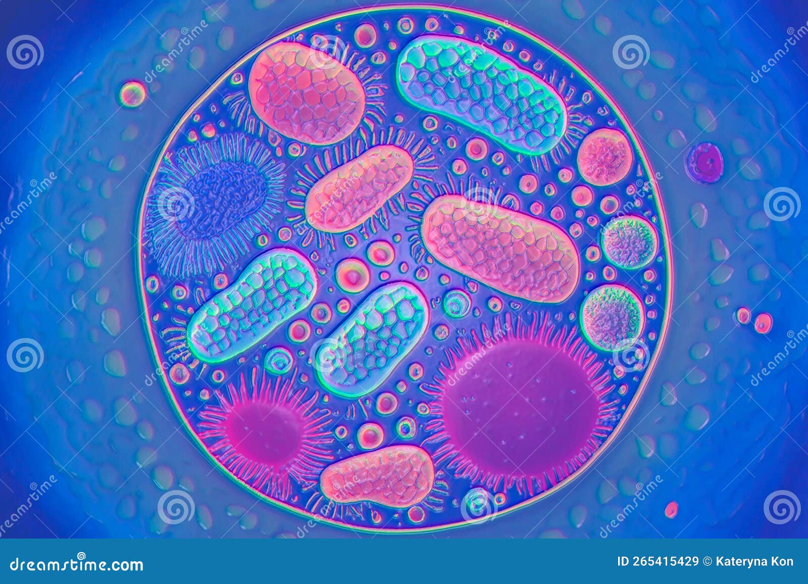 Beautiful Microworld, Microbes of Different Shapes, Illustration Stock ...