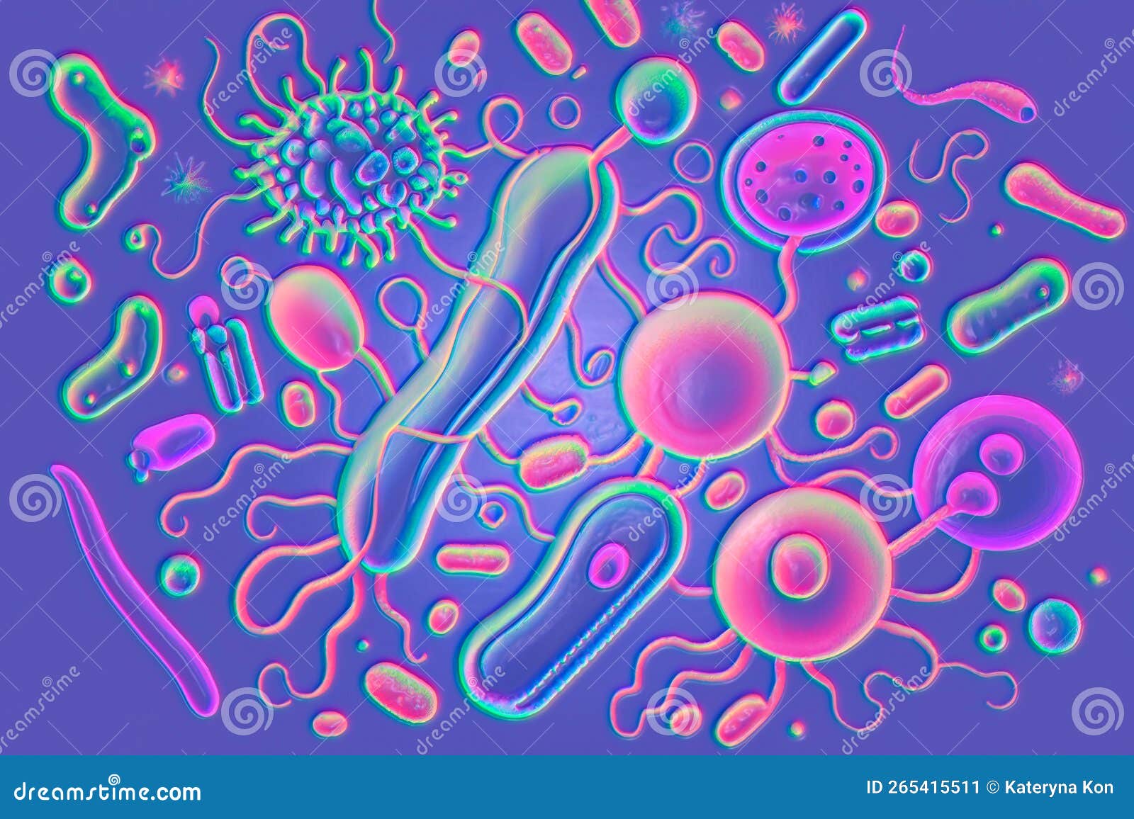 Beautiful Microworld, Microbes of Different Shapes, Illustration Stock ...
