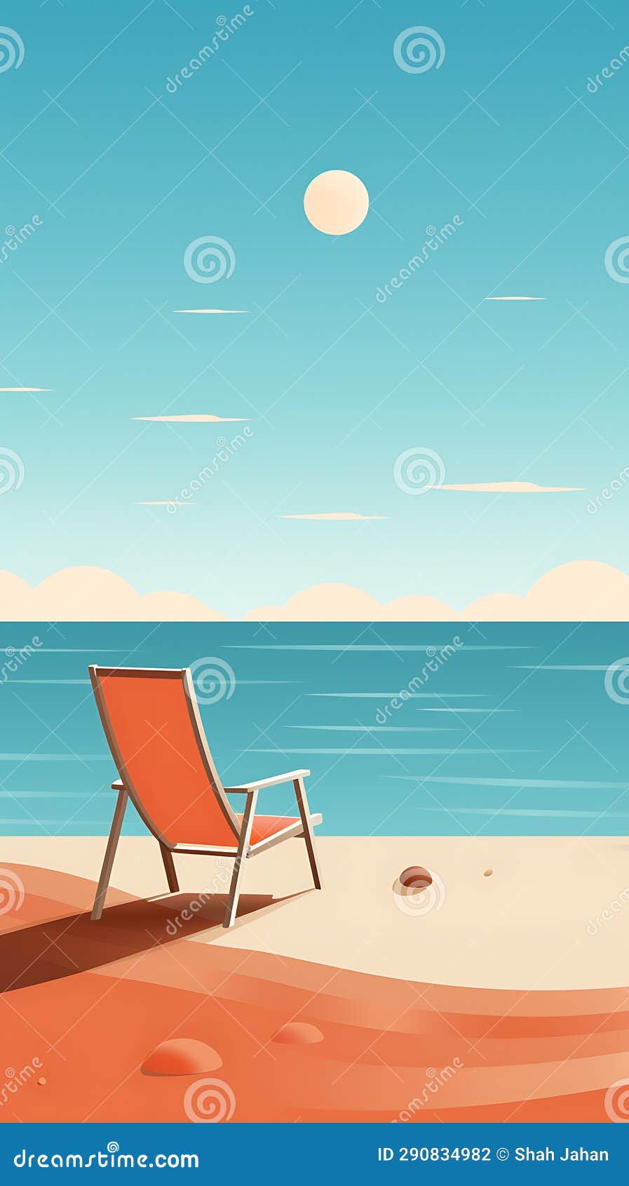 Beautiful Minimal Beach Scene Stock Illustration - Illustration of ...