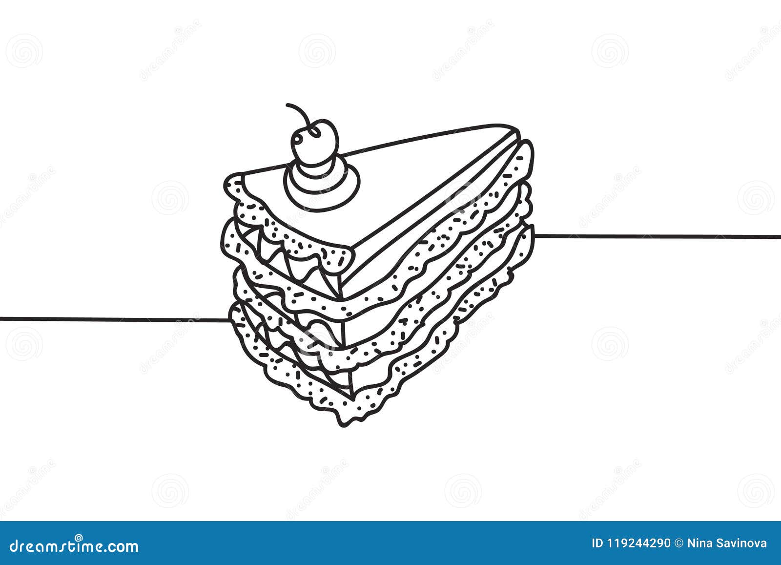 Beautiful Minimal Continuous Line Cake Design Vector Stock Vector ...