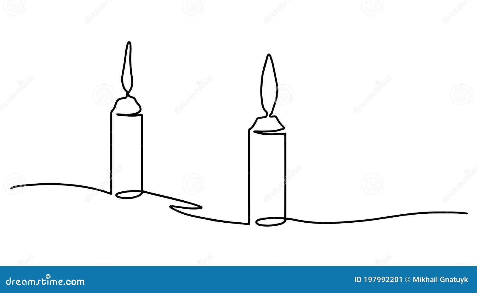 Beautiful Minimal Continuous Line Candles Design Vector.Burning Fire ...