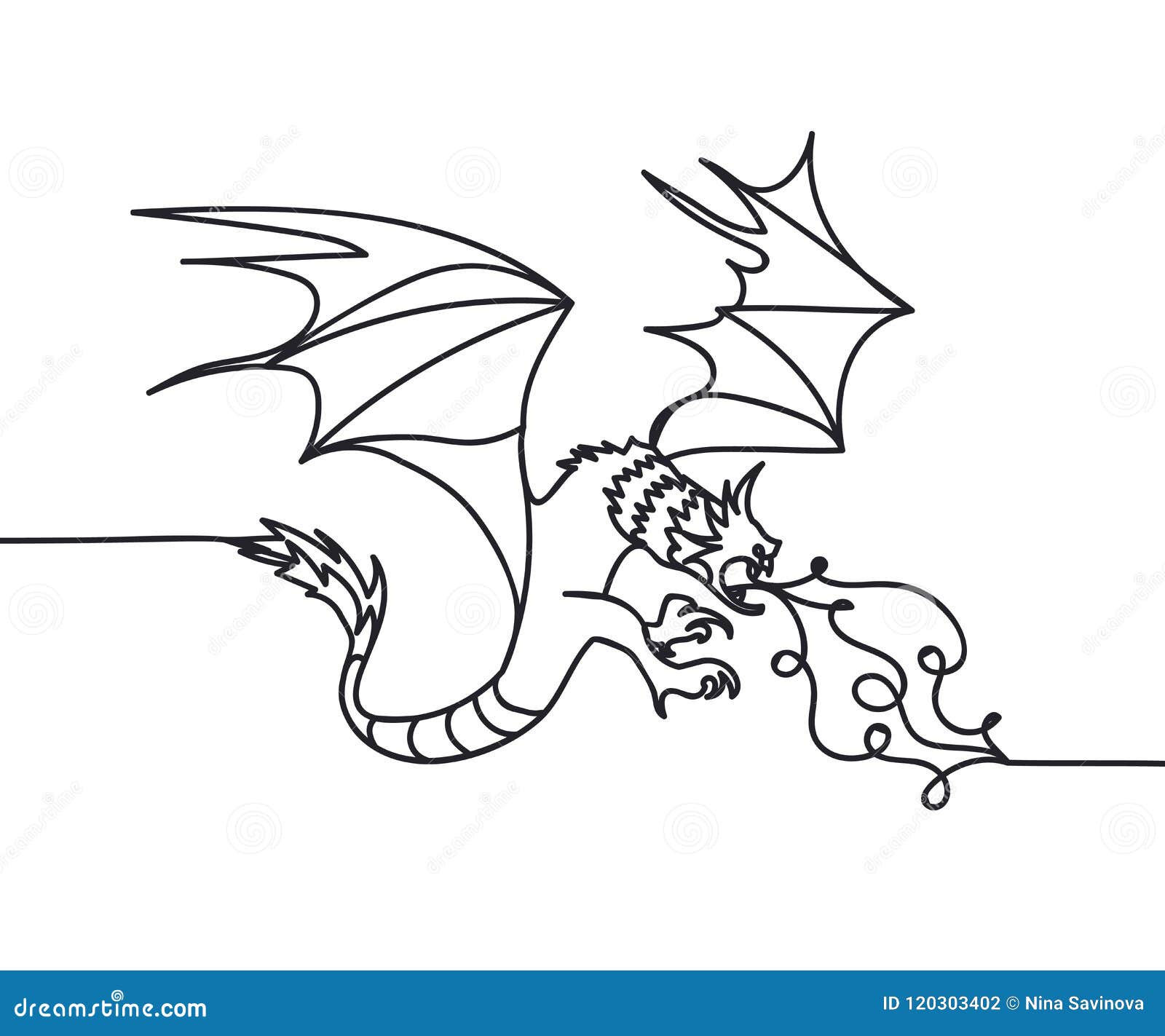 Beautiful Minimal Continuous Line Dragon Design Vector Stock Vector ...