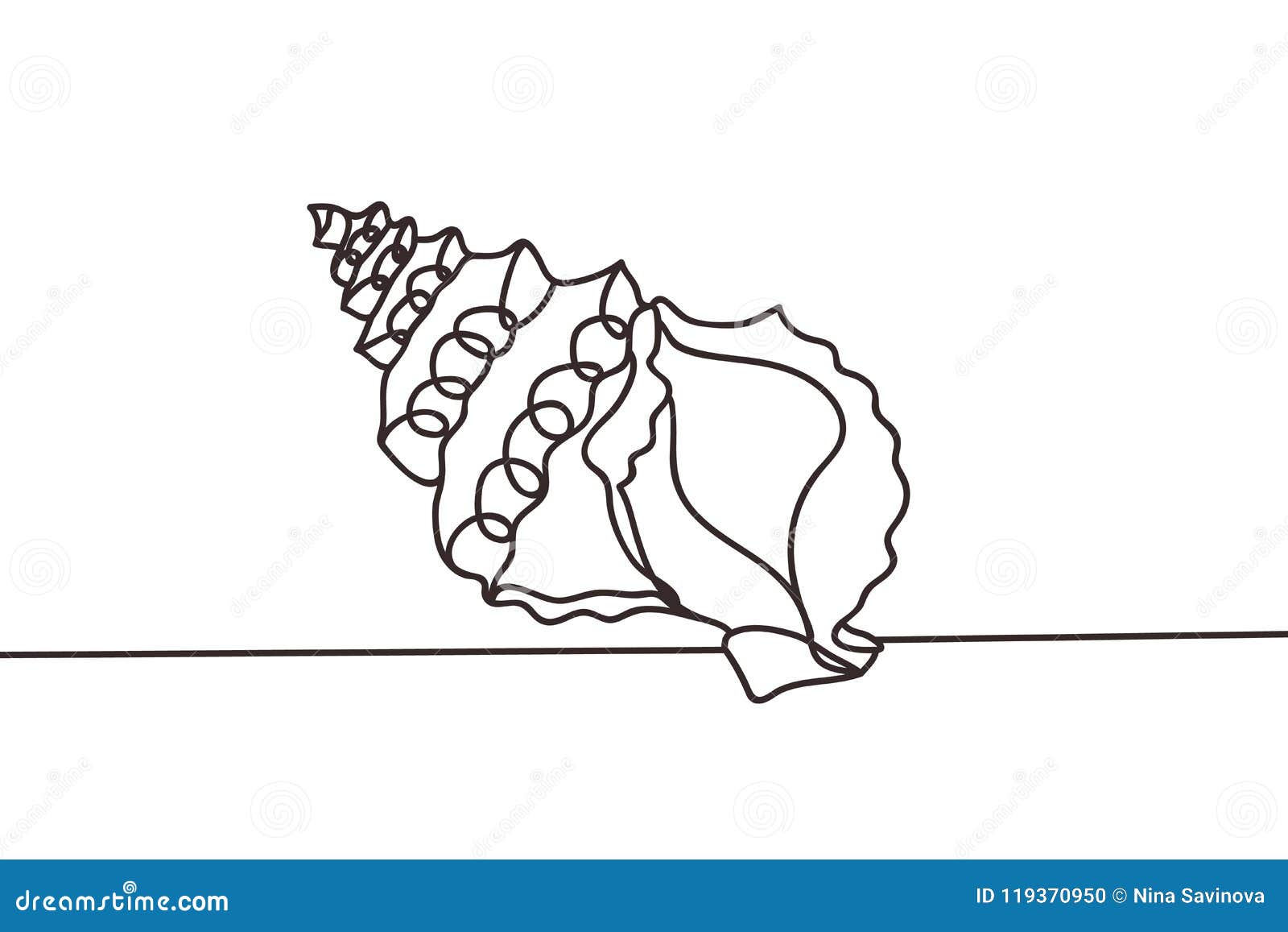 Beautiful Minimal Continuous Line Sea Shell Design Vector Stock Vector ...