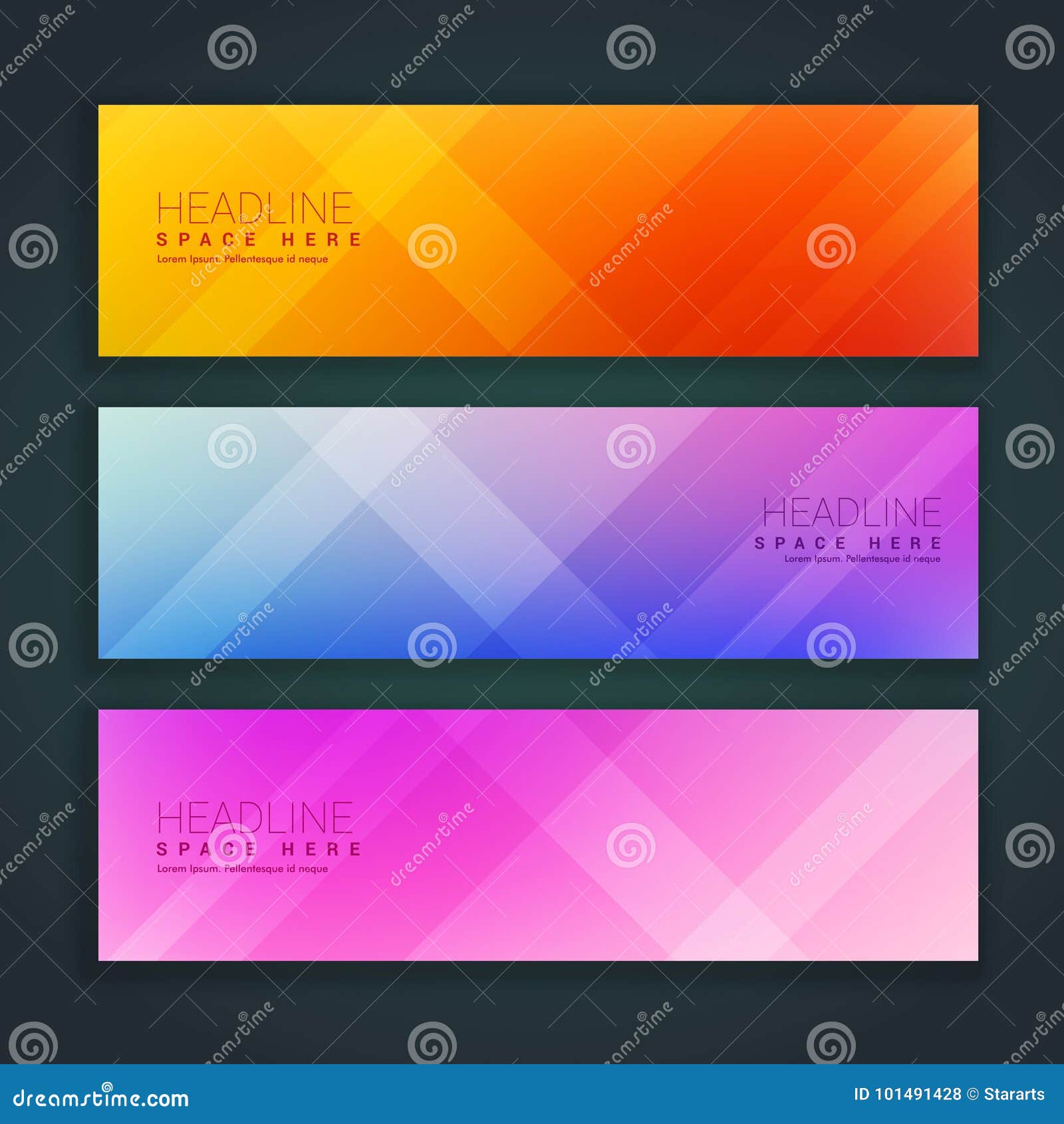 Beautiful Minimal Set of Banners in Three Different Colors Stock Vector ...
