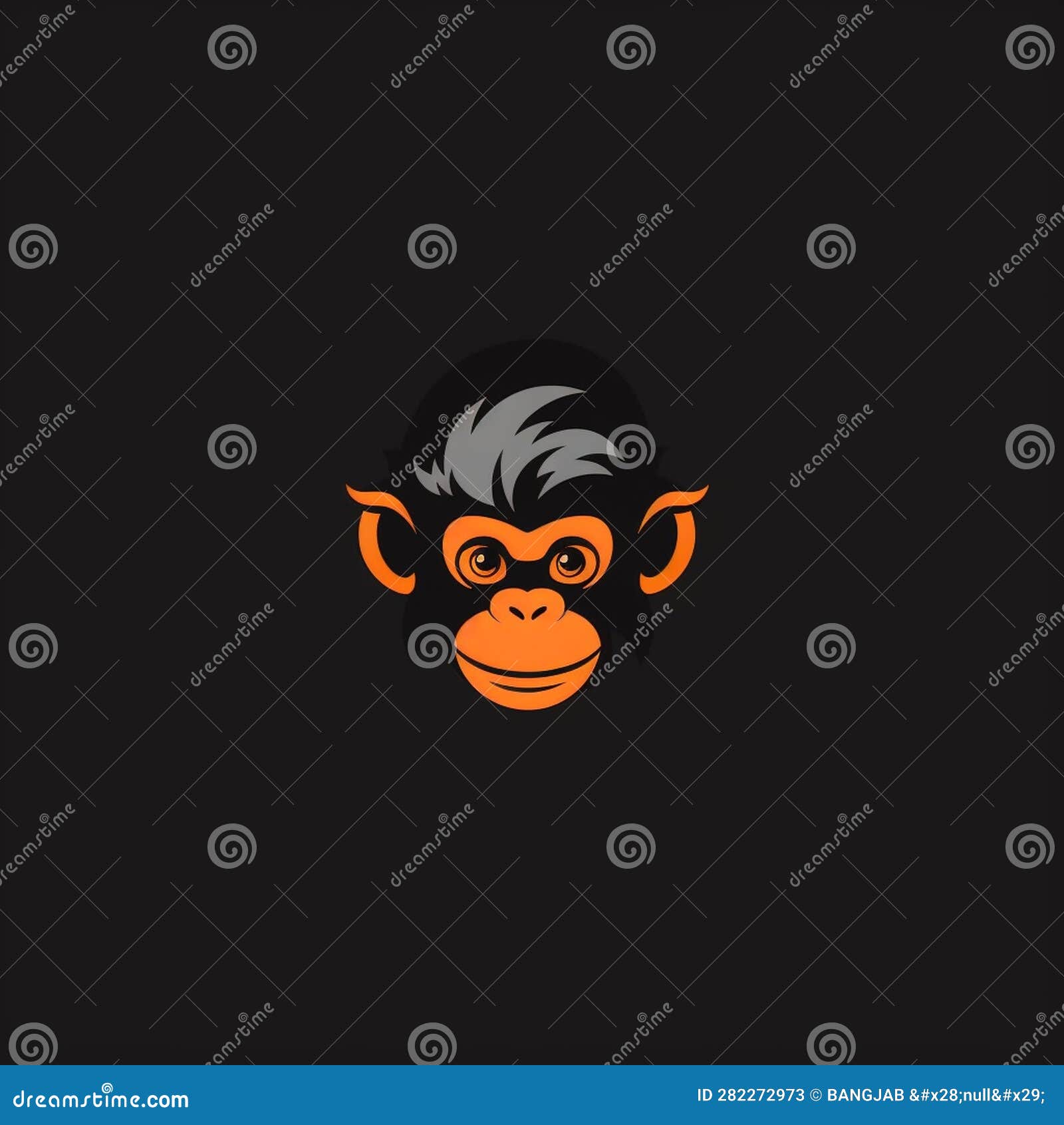 Minimalist Monkey Face Logo On Orange Background Stock Illustration ...
