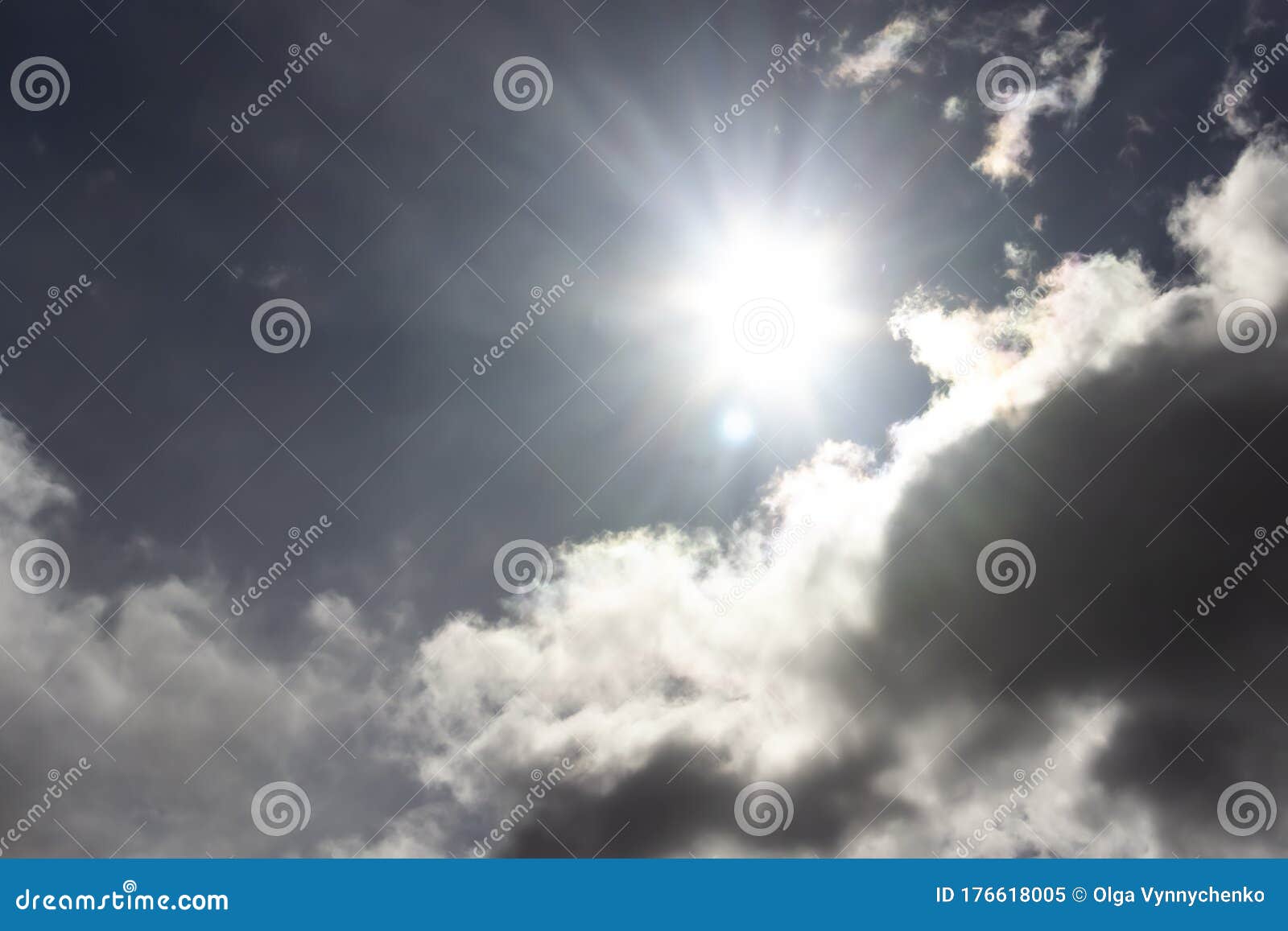 Beautiful Miracle with Clouds in the Dark Blue Sky. Sun Light Stock ...