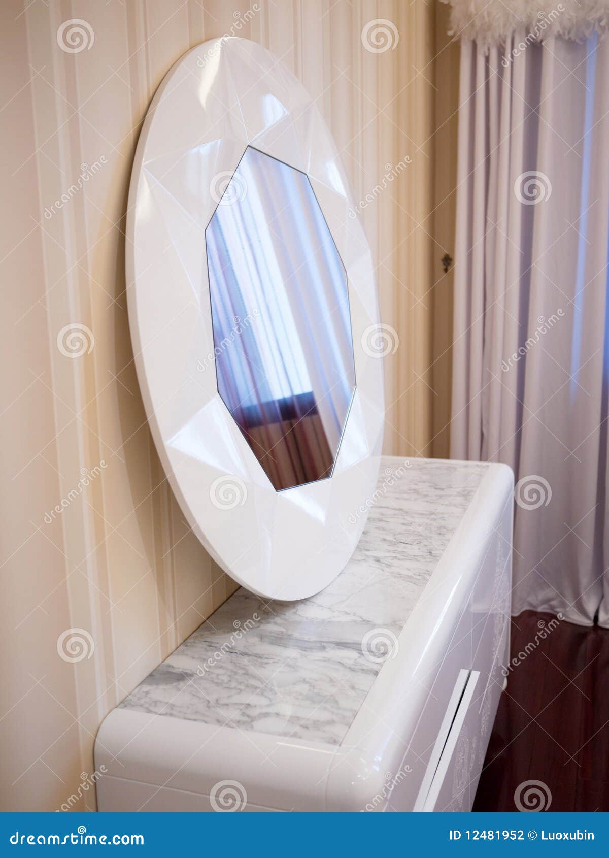 Beautiful Mirror in a Bedroom Stock Photo - Image of wooden, beautiful ...