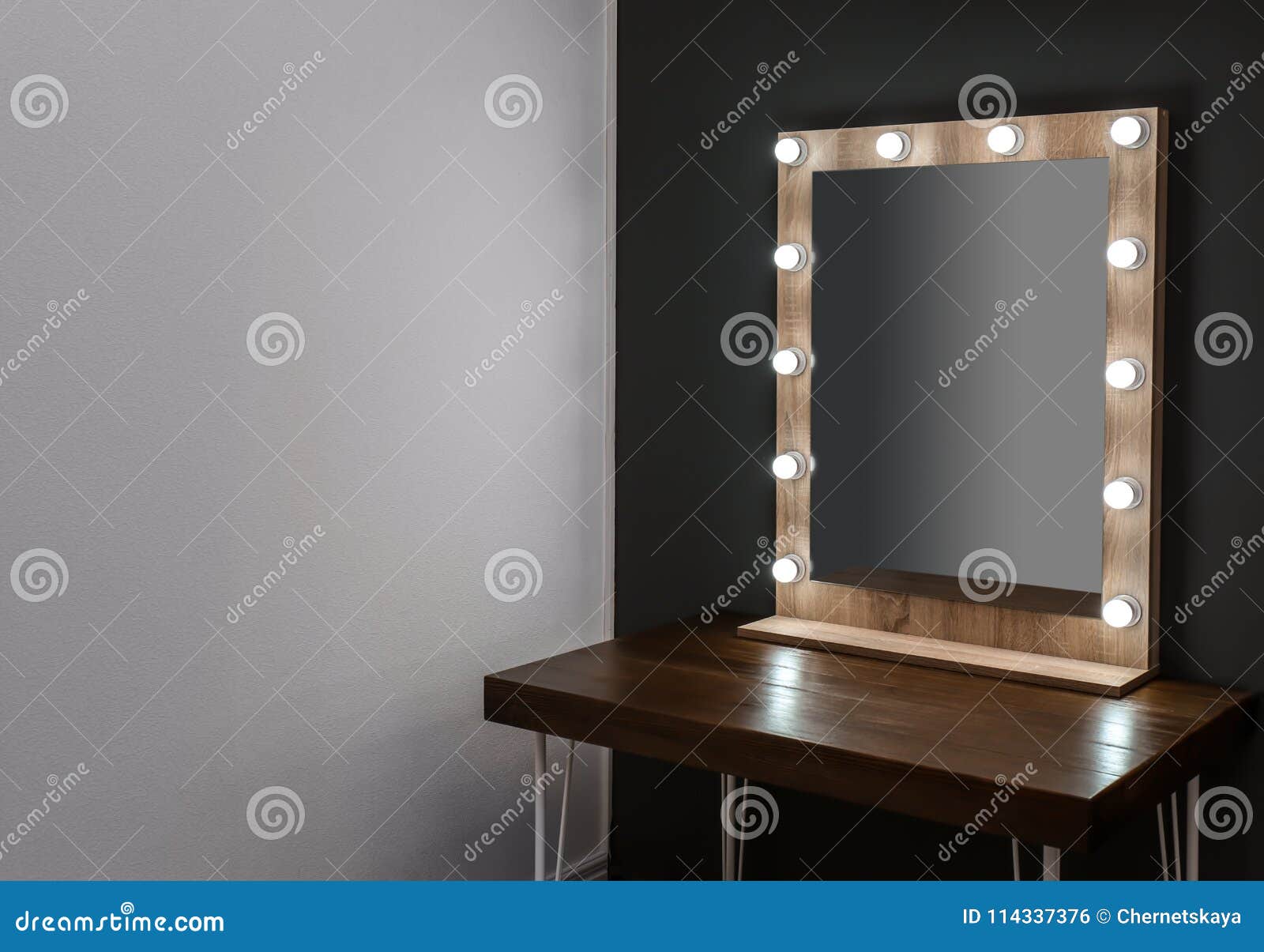 Beautiful Mirror in Modern Room Stock Photo - Image of contemporary ...