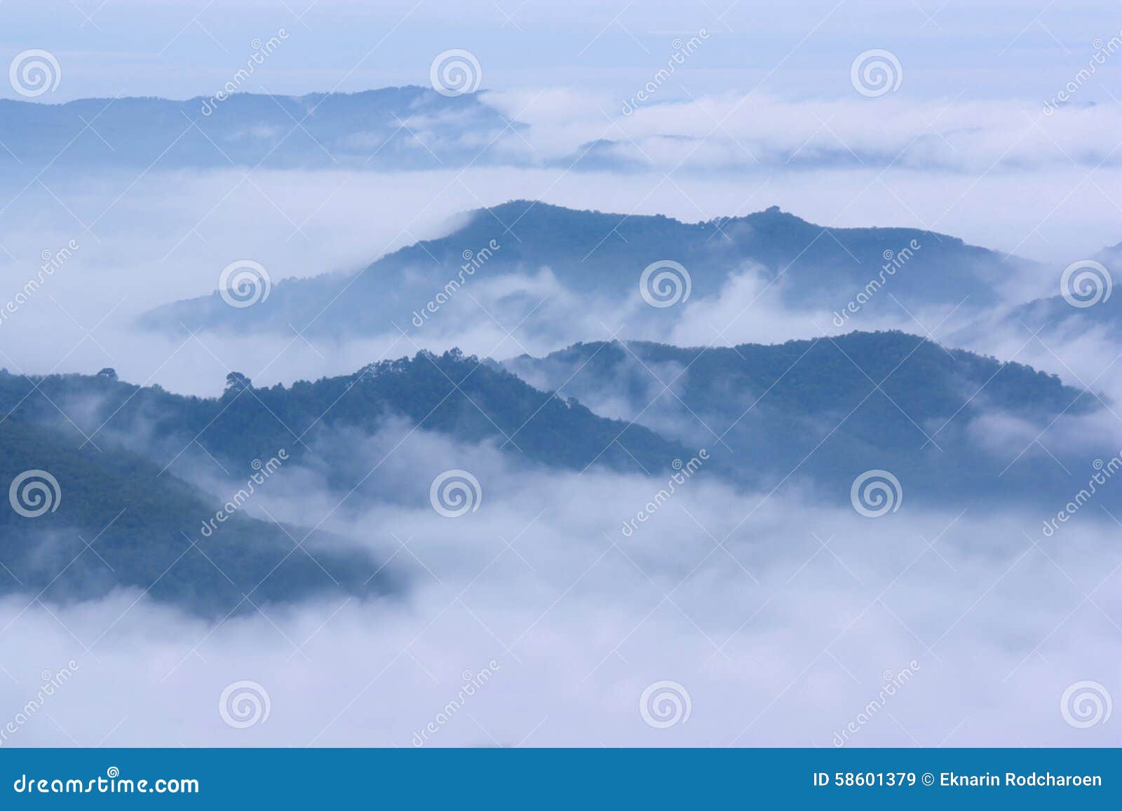 Background of Beautiful Mist Sea on Top Mountains Stock Image - Image ...