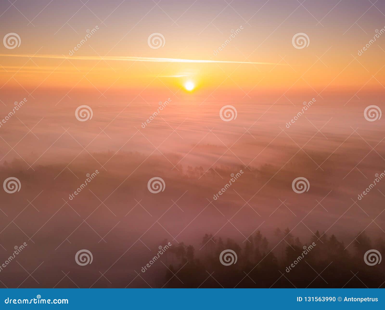 Beautiful Misty Dawn. Flying Above the Clouds, Drone Video Stock Photo ...