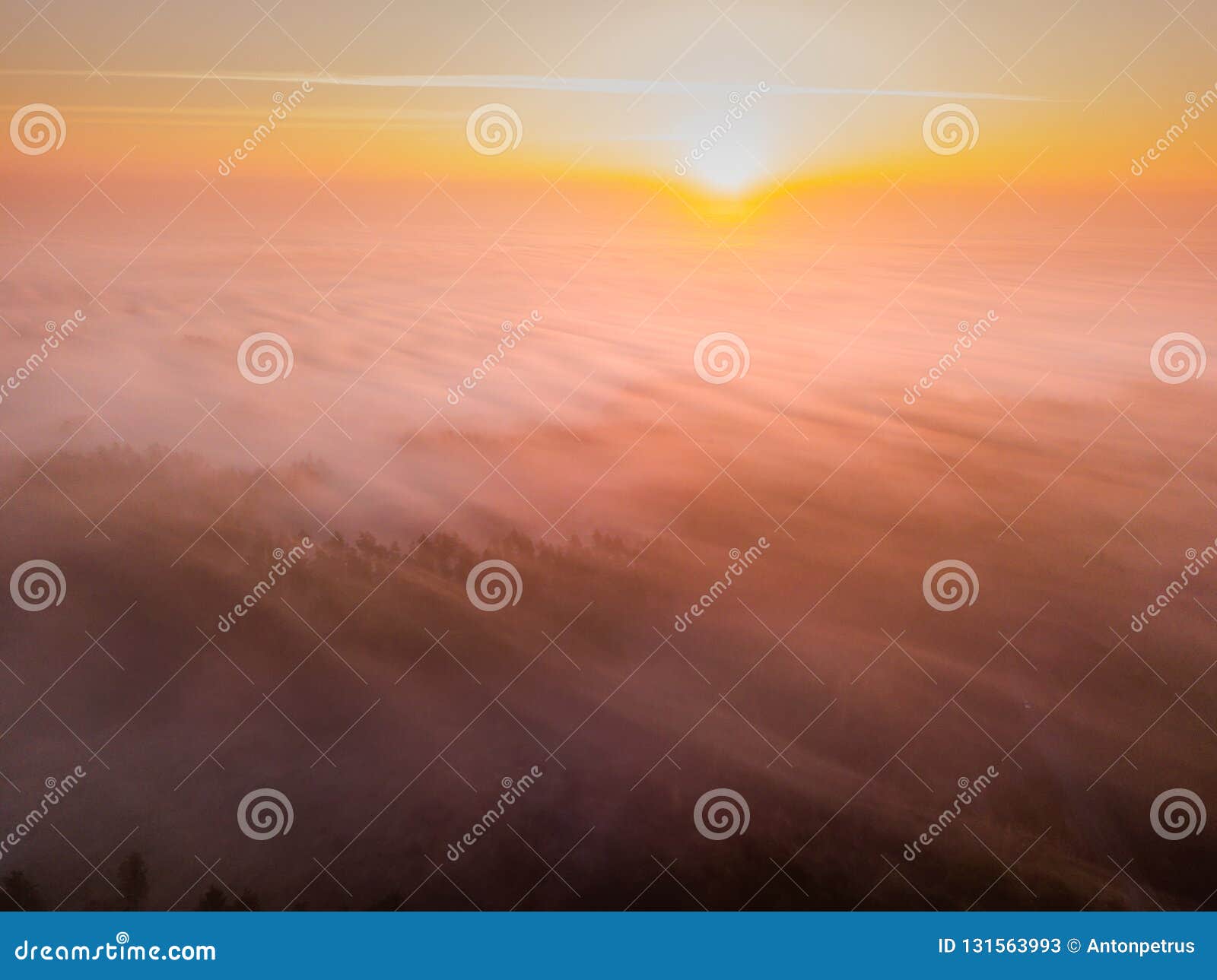 Beautiful Misty Dawn. Flying Above the Clouds, Drone Video Stock Image ...
