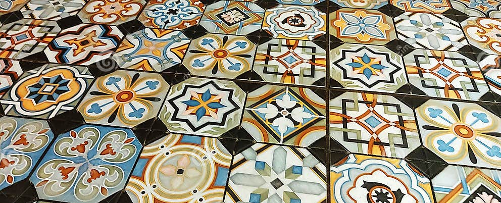 Beautiful Mixed Patterned Ceramic Tiles. Stock Image - Image of floor ...